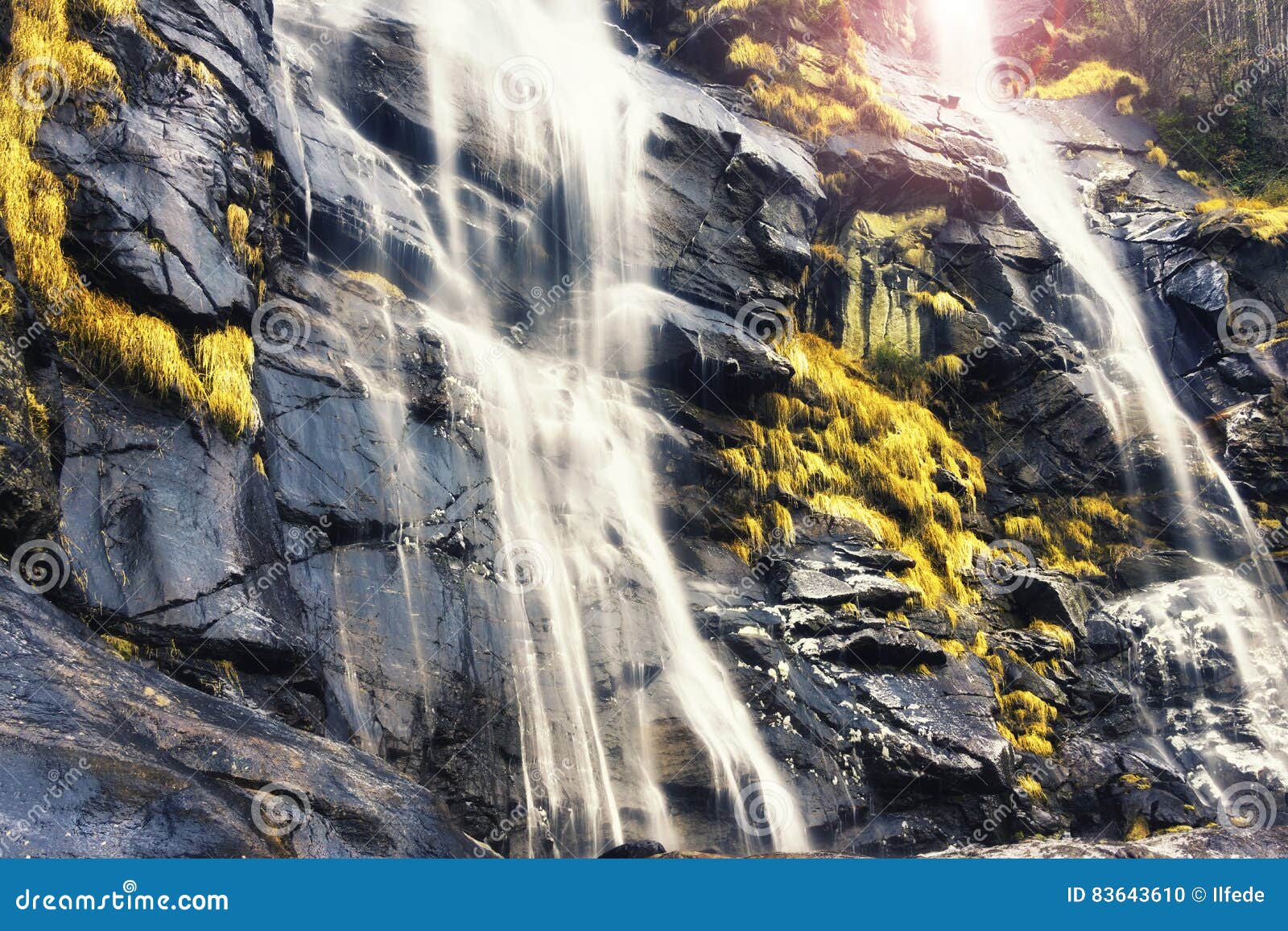 Waterfall in Mountain Rocks Stock Photo - Image of cascade, river: 83643610