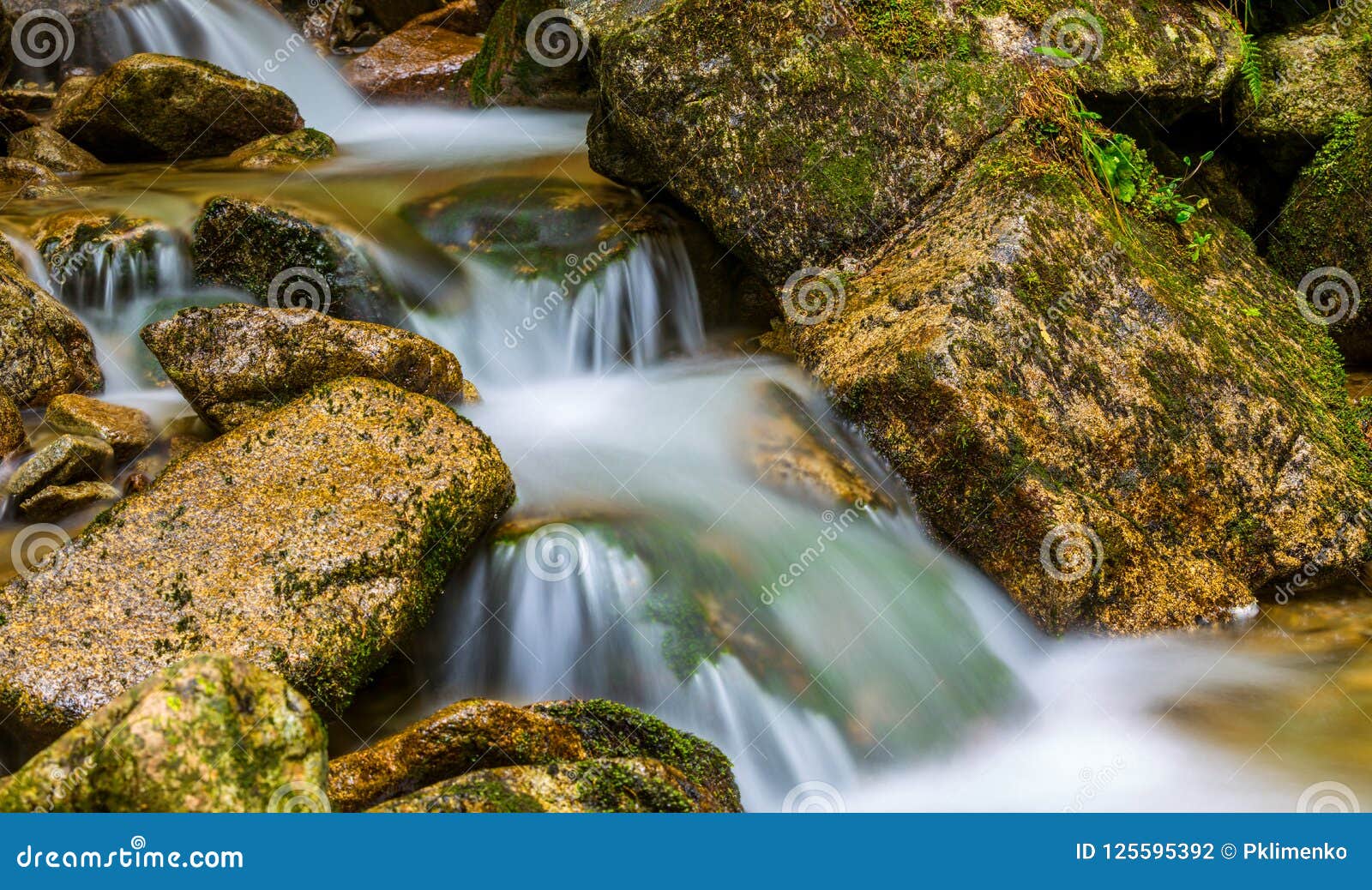 Waterfall on Mountain Stream Stock Photo - Image of rock, creek: 125595392