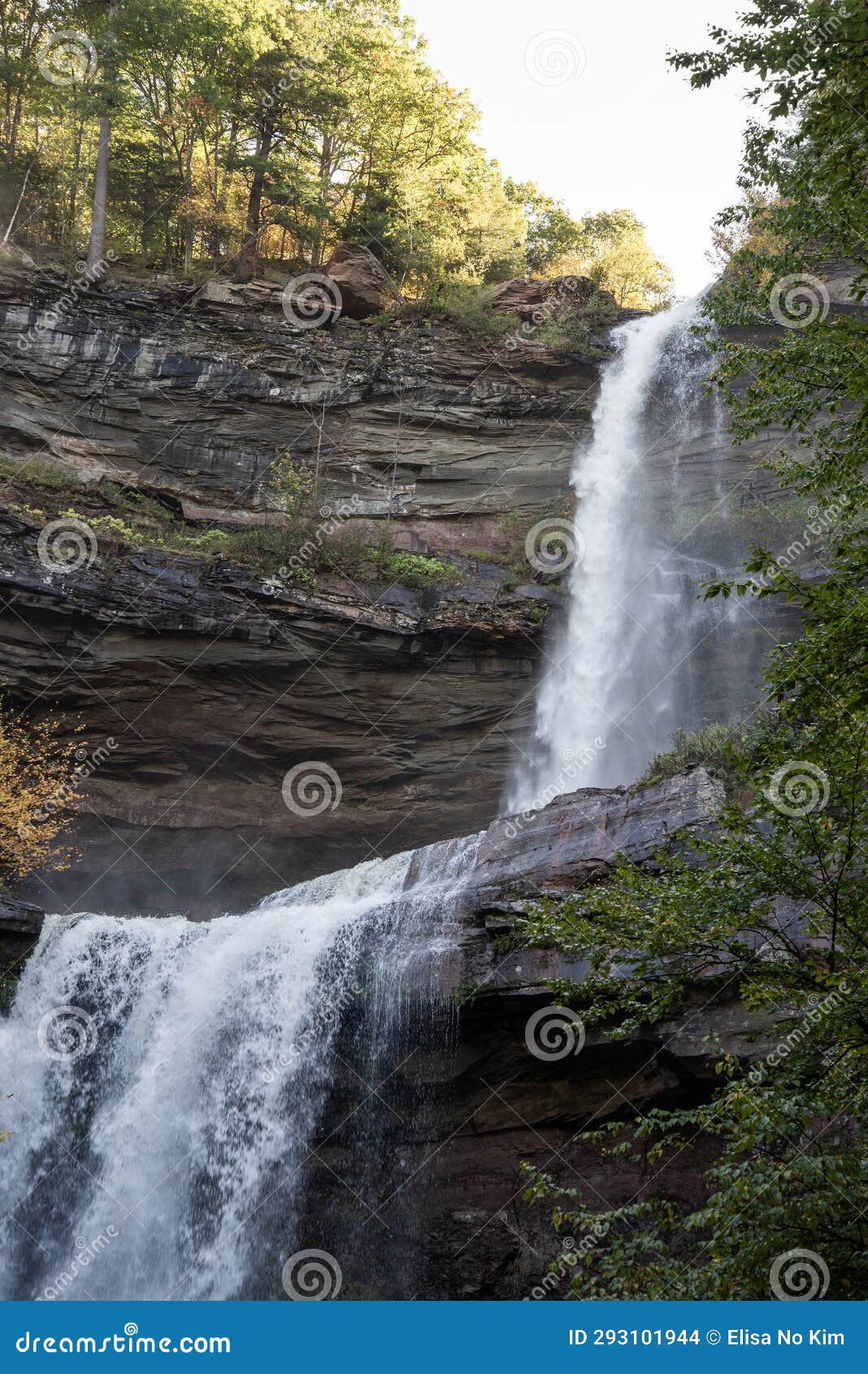 Waterfall in the mountain stock photo. Image of wilderness - 293101944