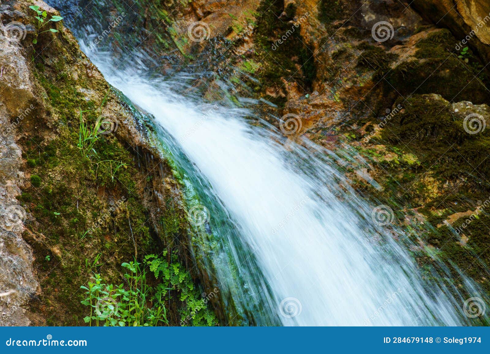 Waterfall in the Mountains, Beautiful Summer Bright Landscape Stock ...