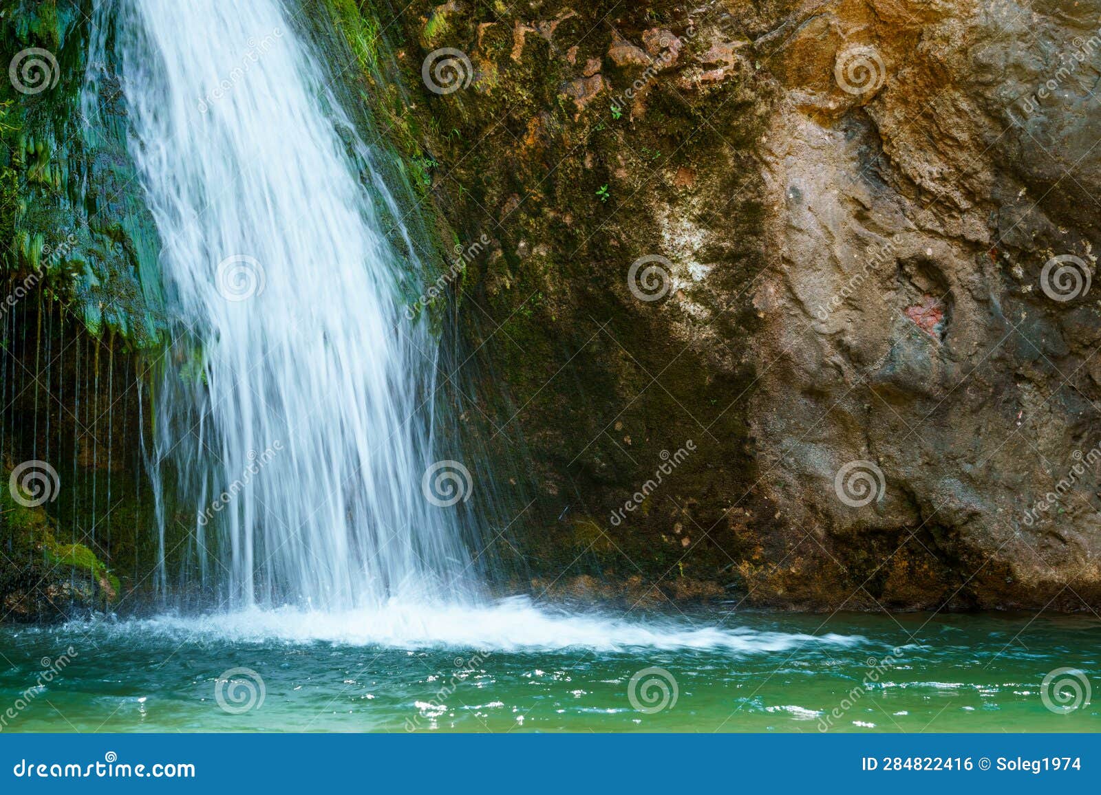 Waterfall in the Mountains, Beautiful Summer Bright Landscape Stock ...