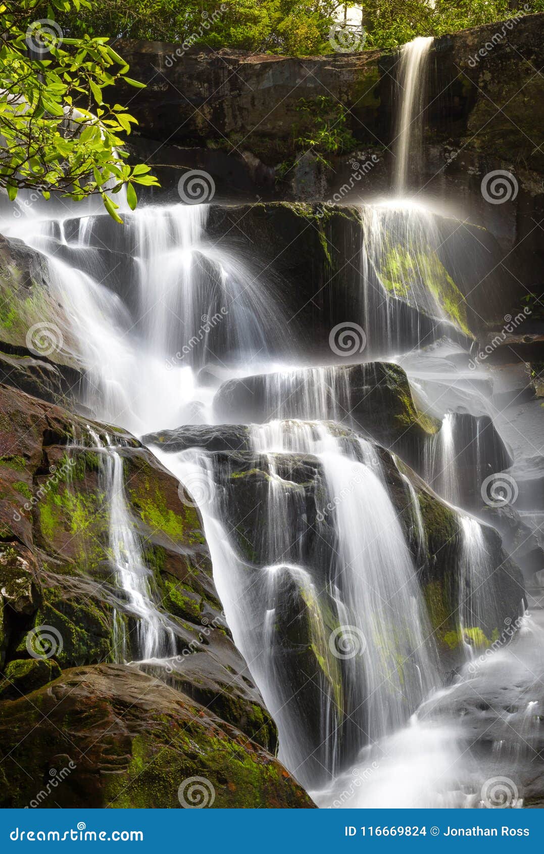 Waterfall with moss rocks stock photo. Image of iceland - 116669824