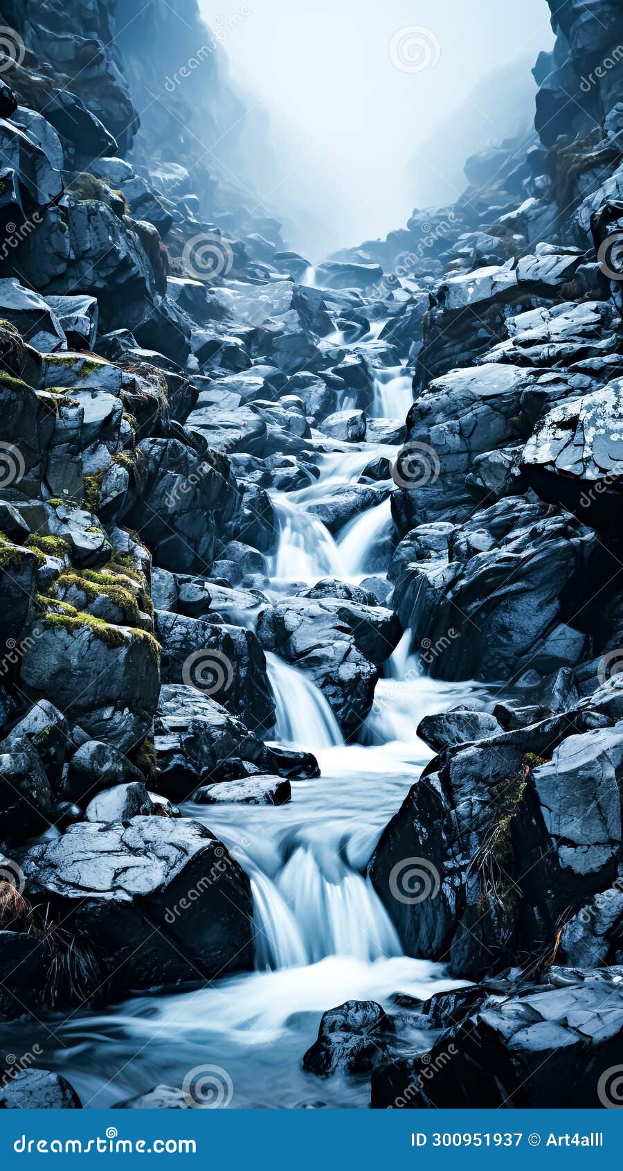 Waterfall in the Mountains. Mountain Landscape. Environment Concept ...