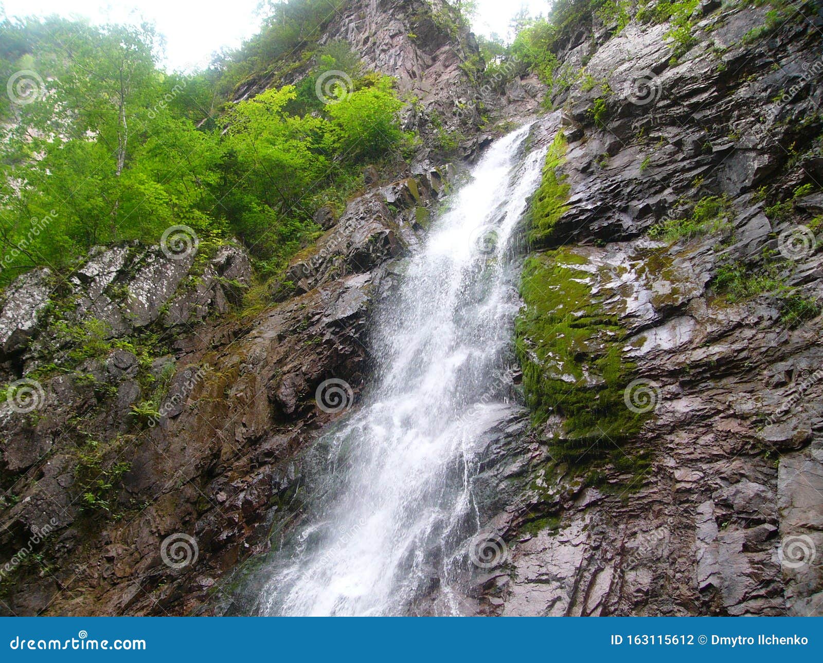 Waterfall in the Mountains, a Mountain River with a Waterfall Stock ...