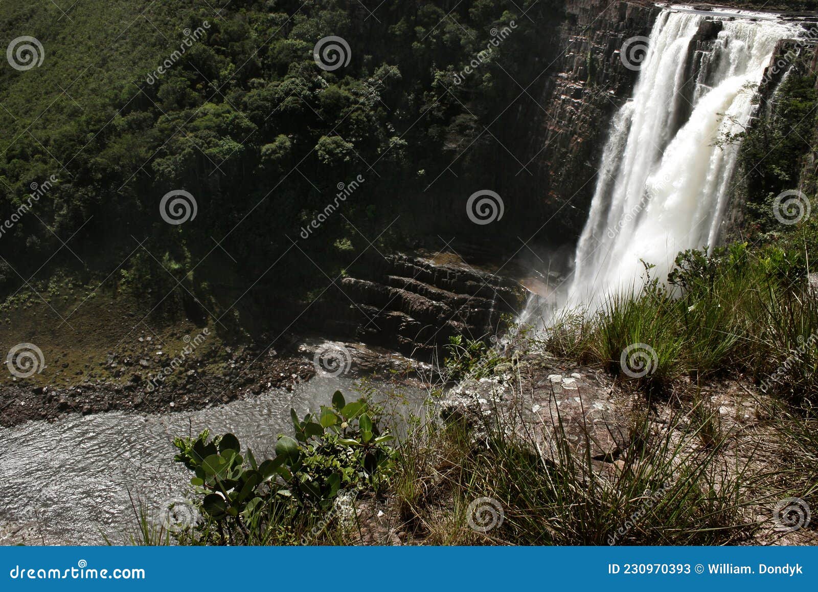 Waterfall between Mountains Seen from Above Stock Image - Image of ...