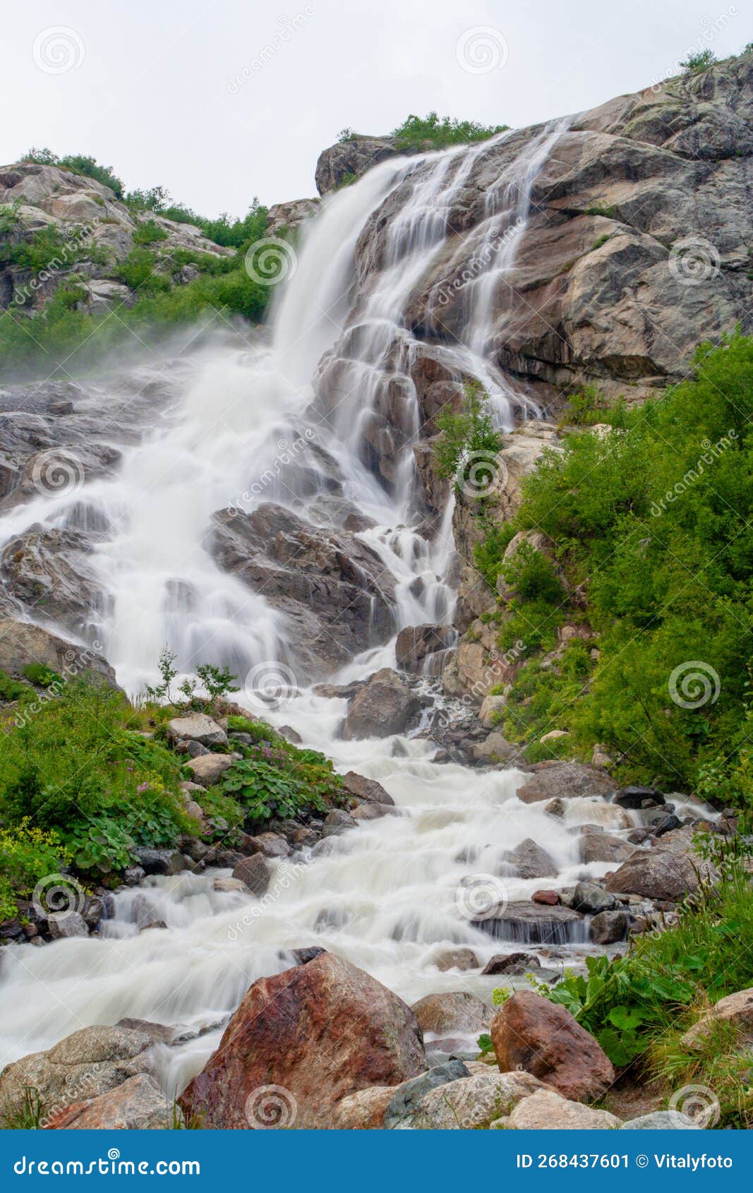 Waterfall in the Mountains of the Western Caucasus Stock Image - Image ...