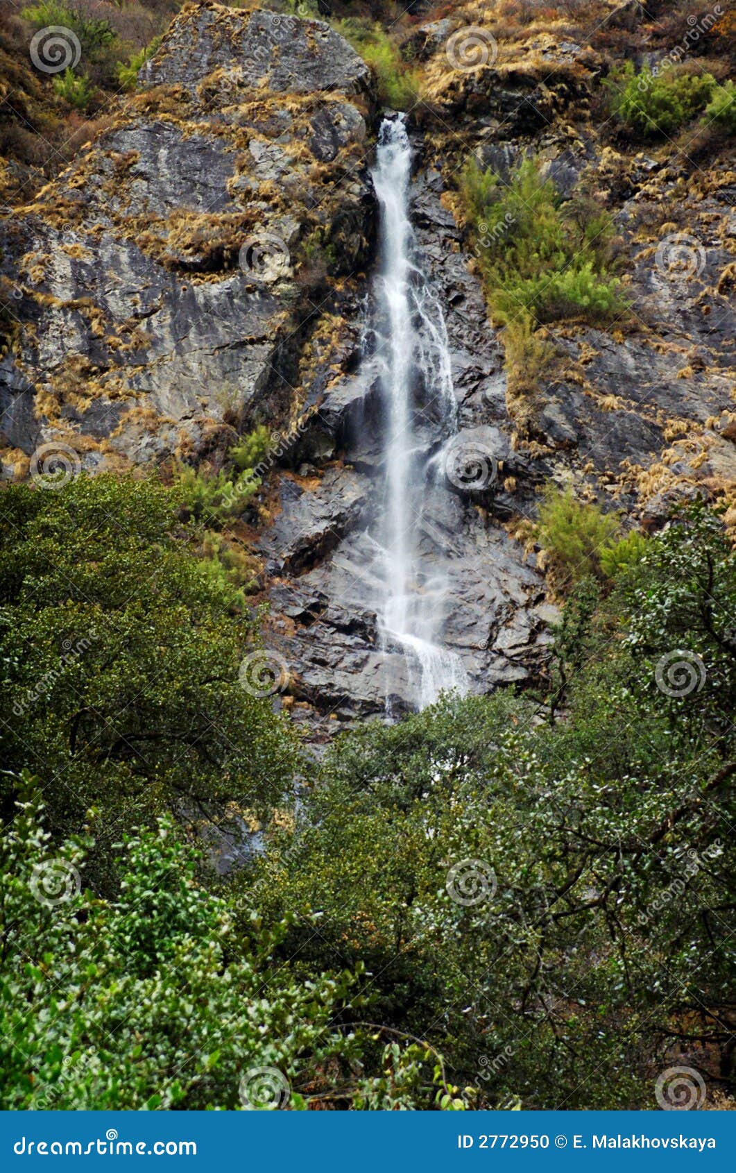 Waterfall on mountainside stock photo. Image of remote - 2772950
