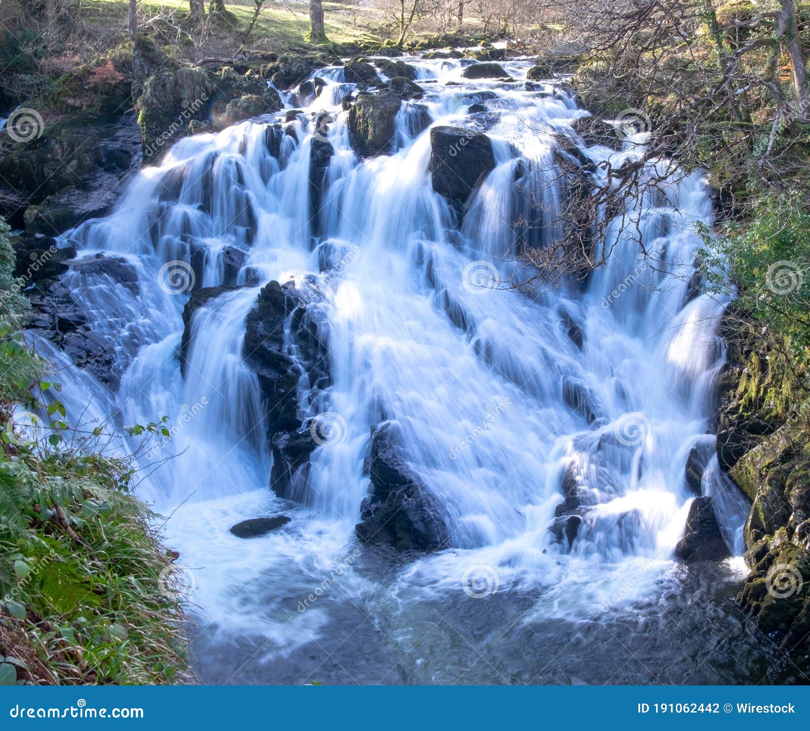 Waterfall with Moving Water Stock Photo - Image of river, wales: 191062442