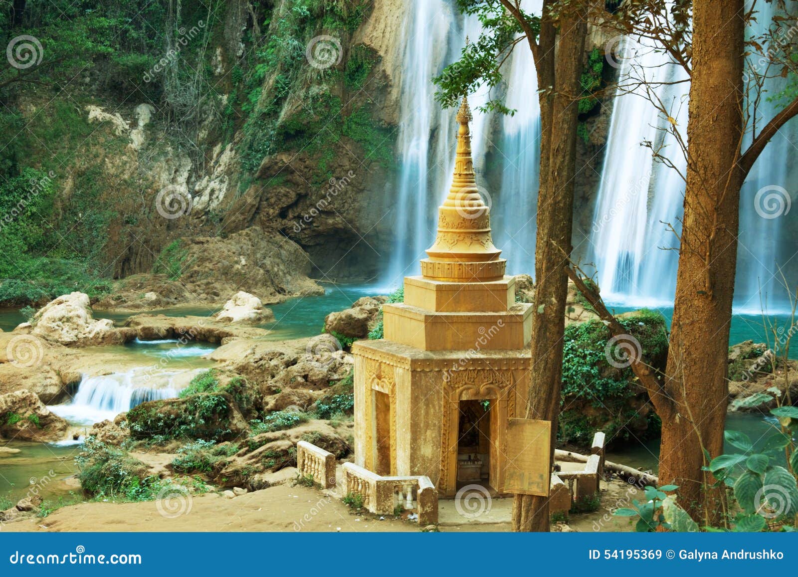 Waterfall in Myanmar stock image. Image of rock, sunlight - 54195369
