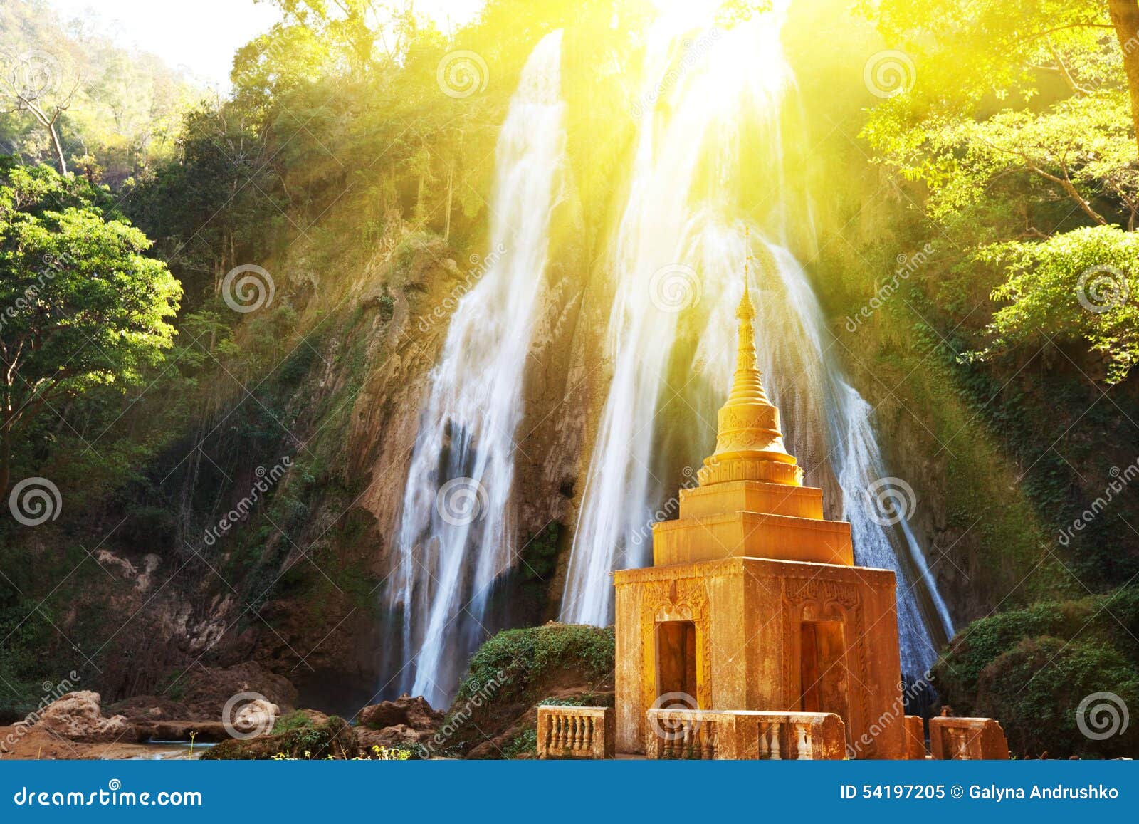 Waterfall in Myanmar stock image. Image of sunlight, water - 54197205