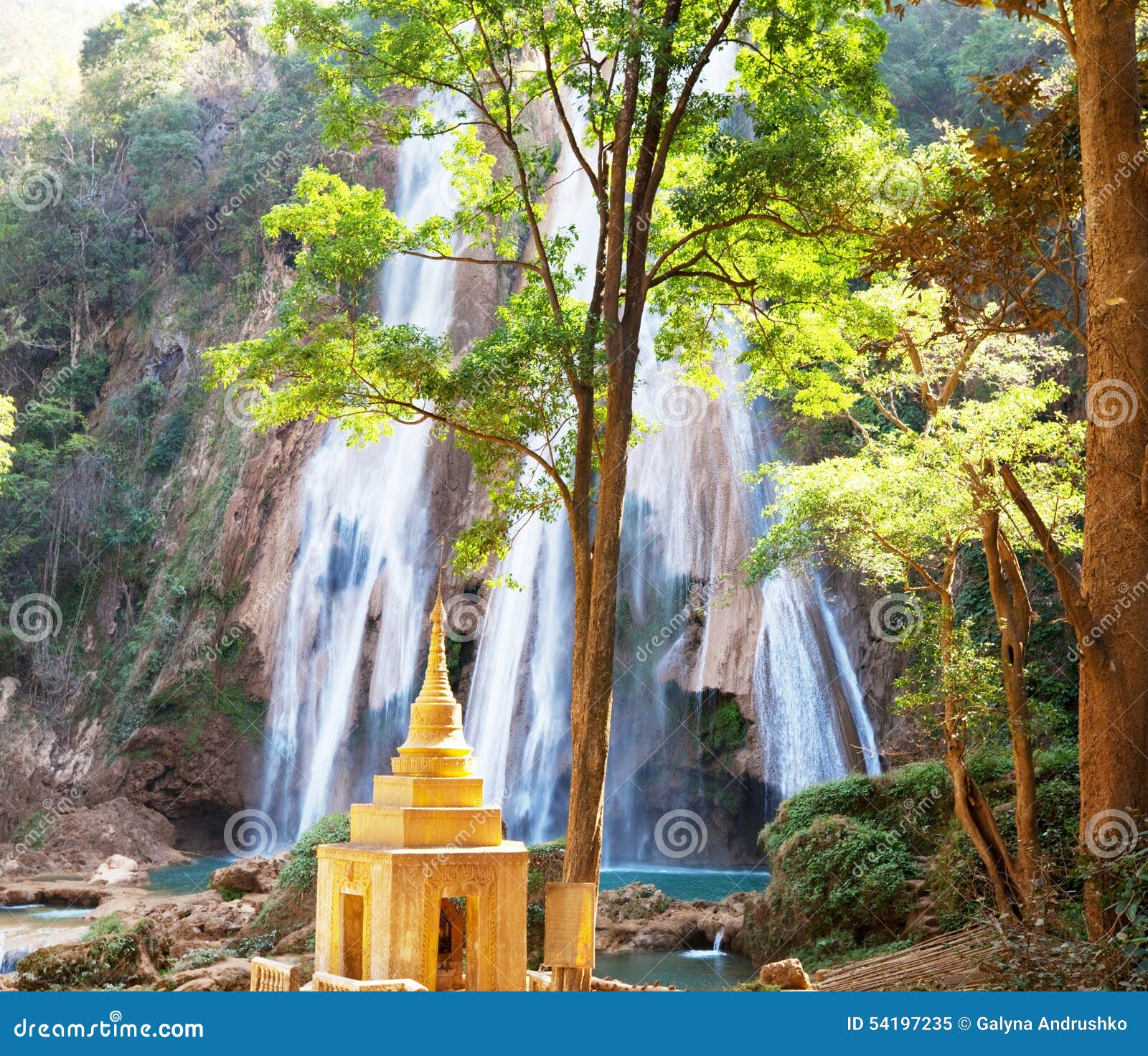 Waterfall in Myanmar stock image. Image of waterfall - 54197235