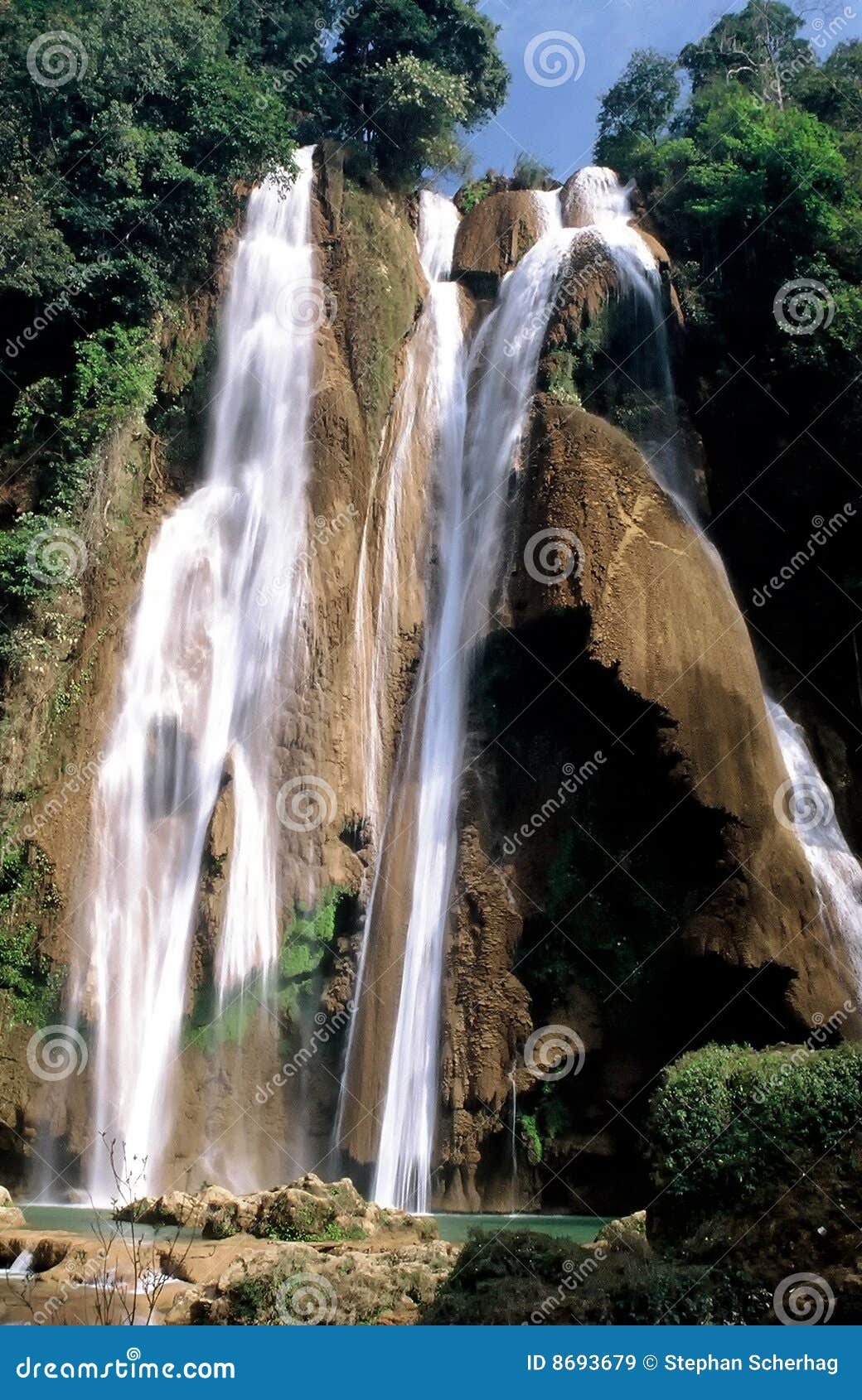 Waterfall ,Myanmar stock image. Image of palm, wood, myanmar - 8693679
