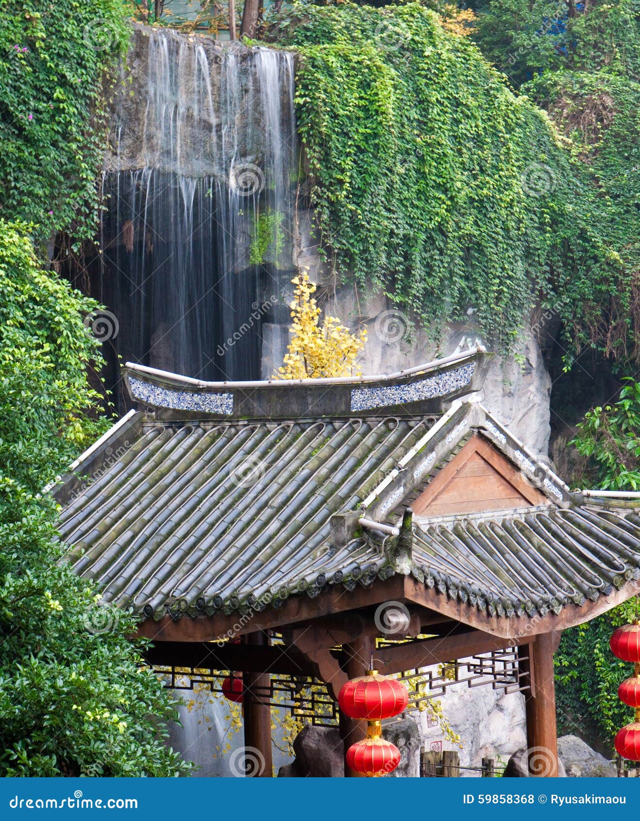 Waterfall Natural and Relax Station Stock Photo - Image of plant ...