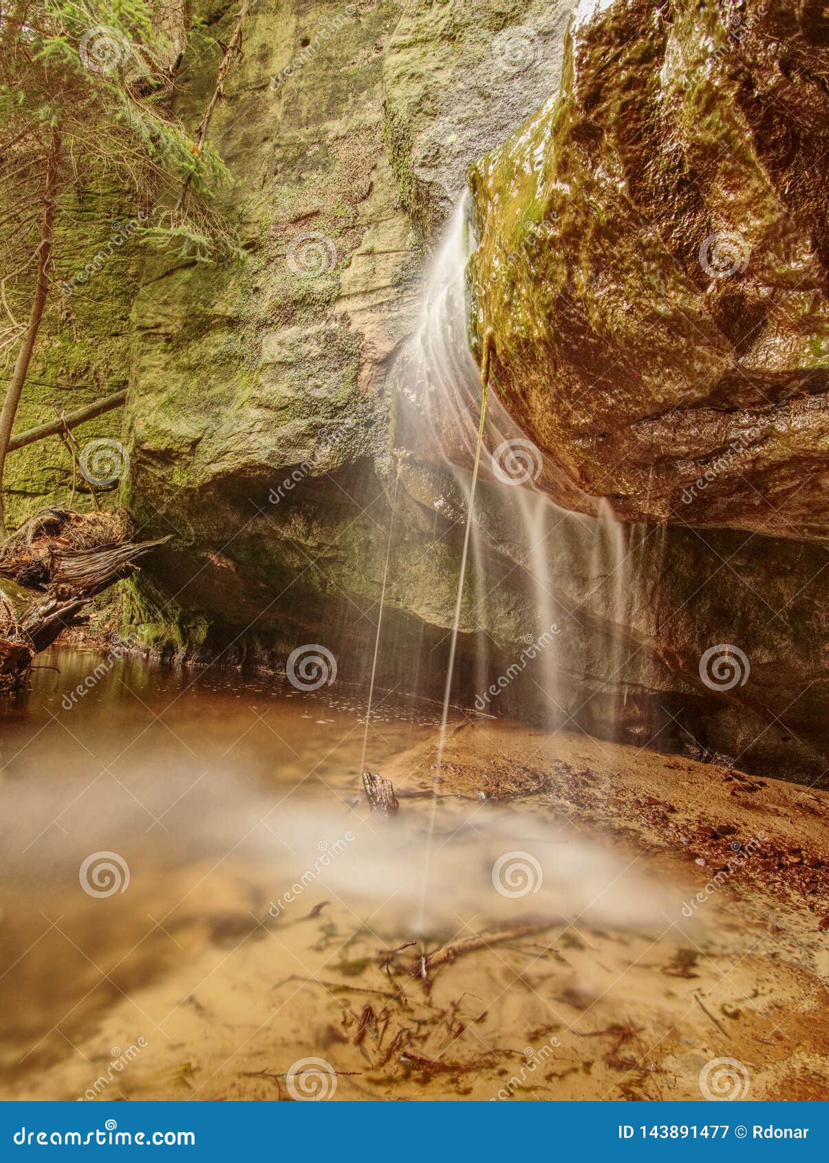 Waterfall from Natural Water Sources on the Hill Stock Image - Image of ...