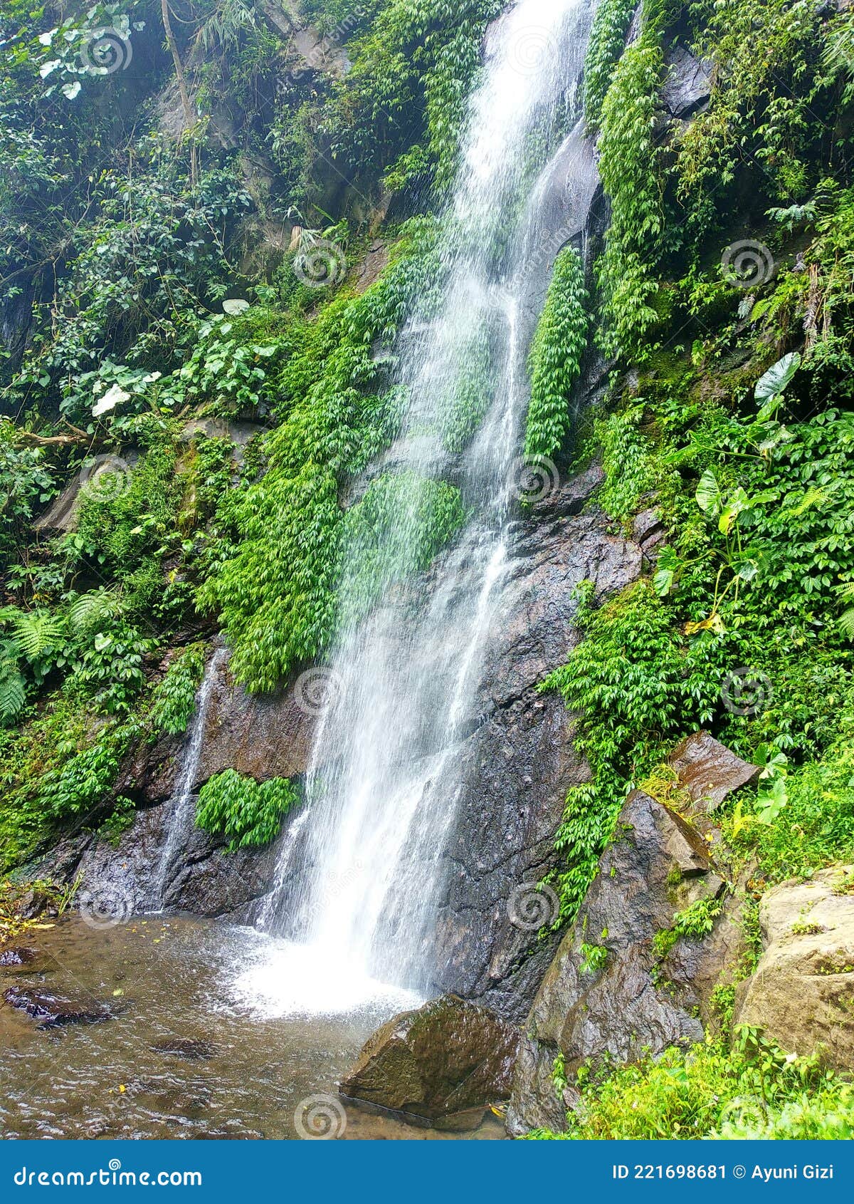 A Waterfall in Nature in Central Java Indonesia Stock Image - Image of ...