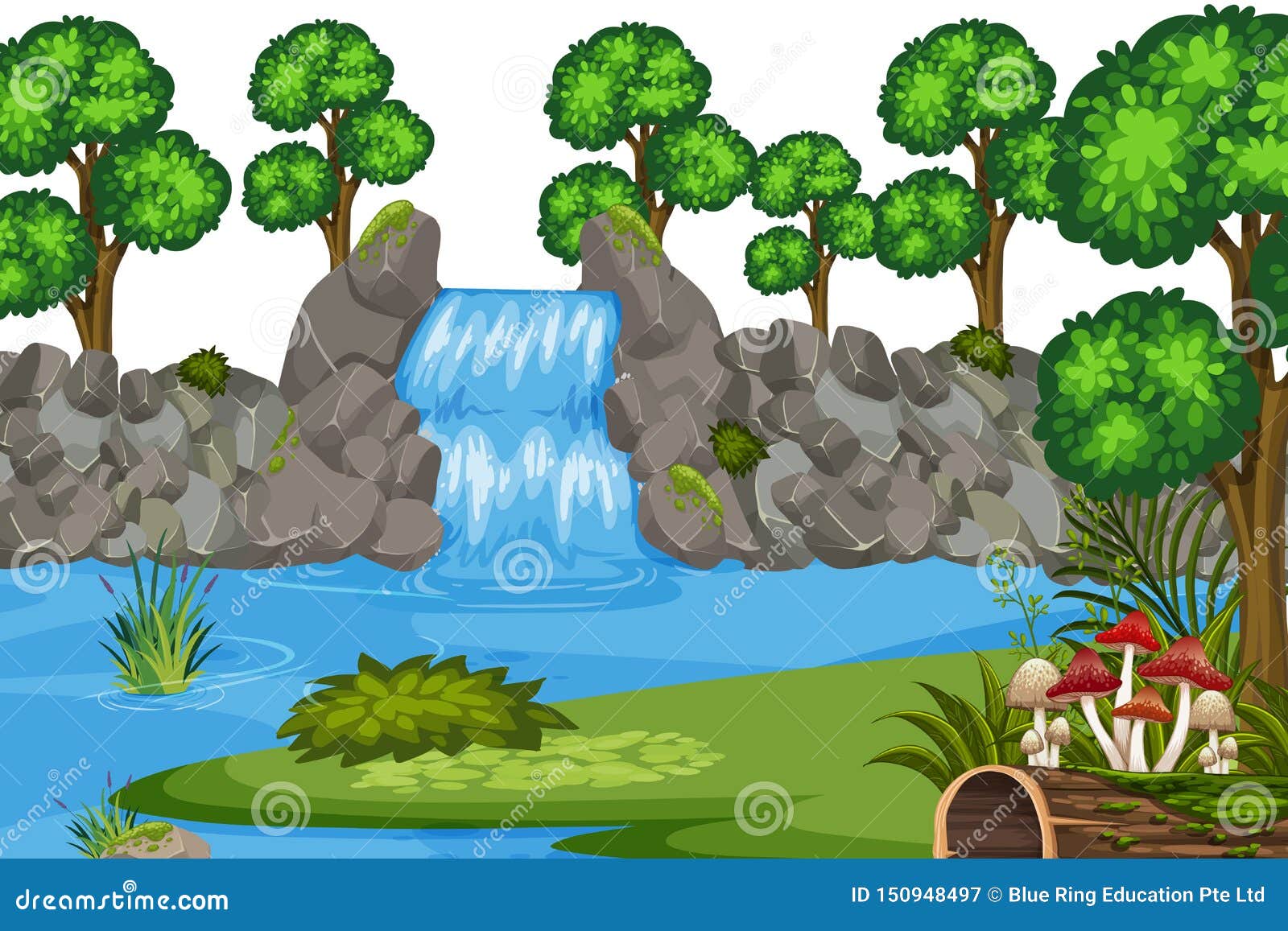 A Waterfall Nature Template Stock Vector - Illustration of waterfall ...