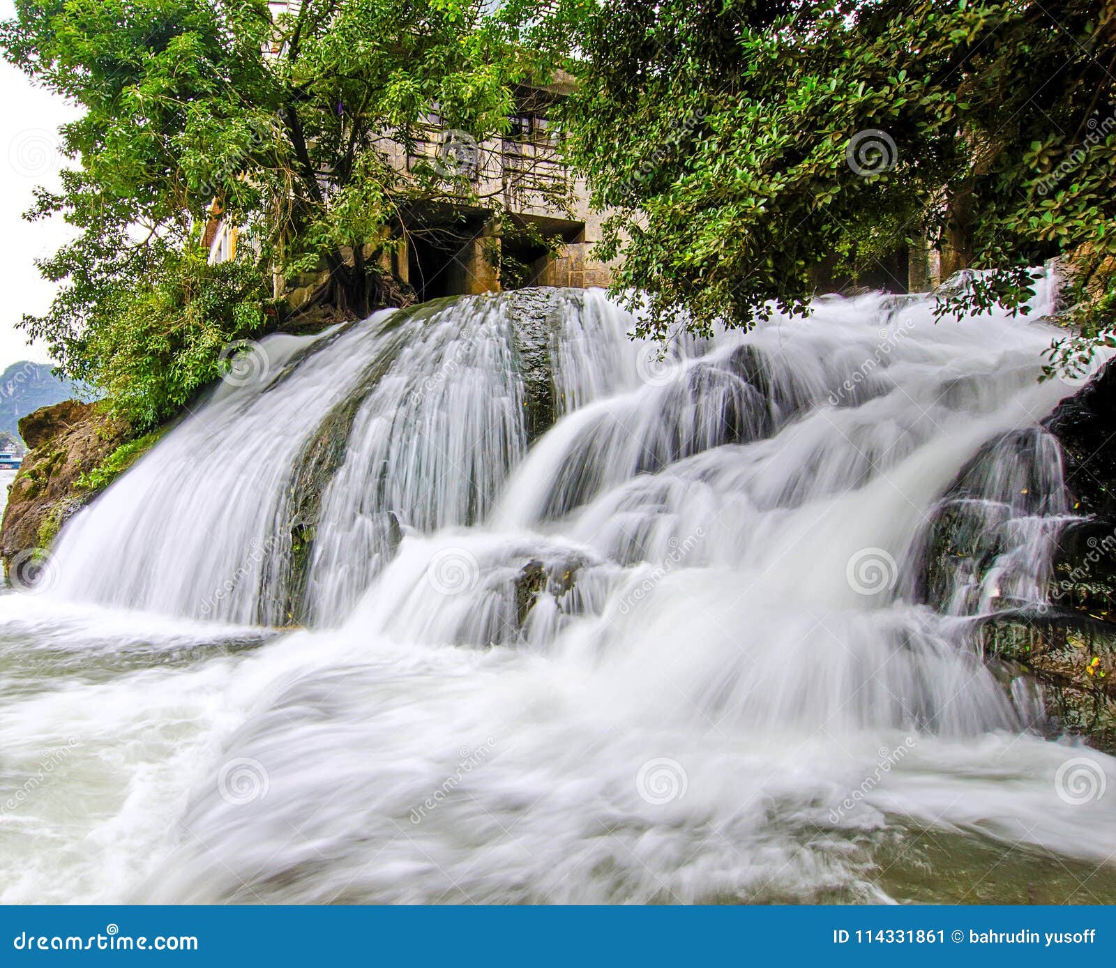 Waterfall near guilin town stock image. Image of heaven - 114331861