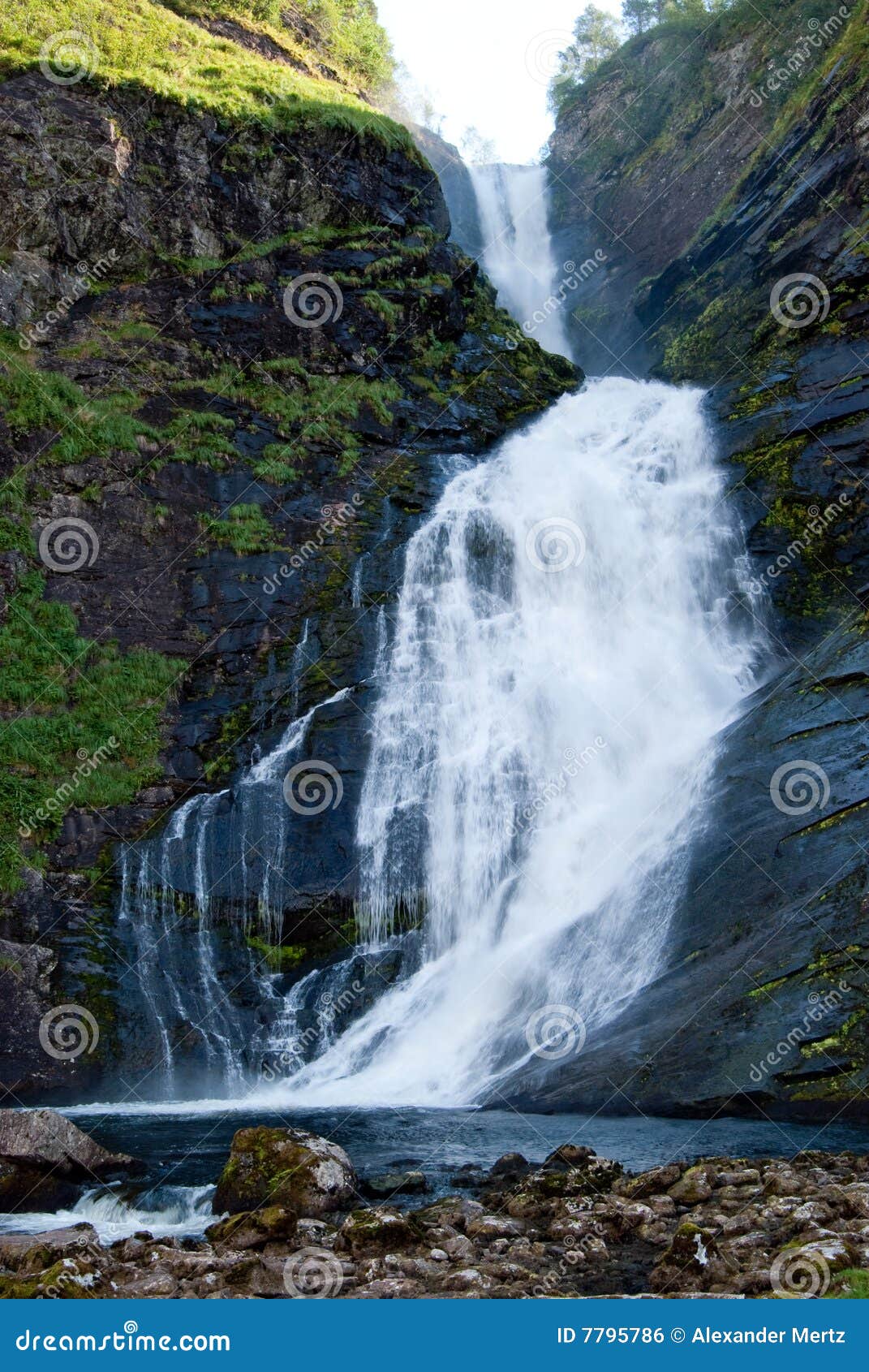 Waterfall Near Moskog in Western Norway Stock Photo - Image of ...
