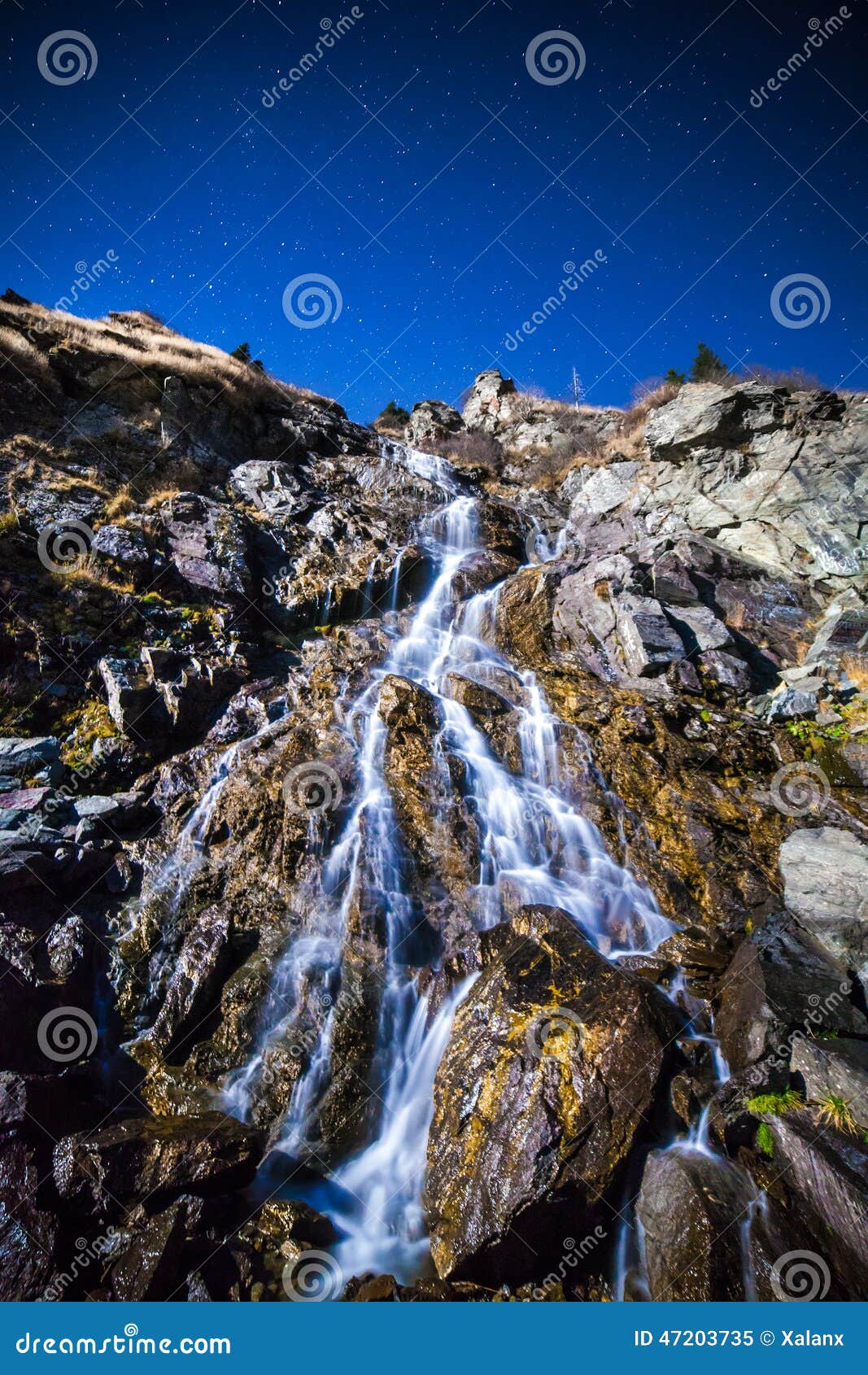 Waterfall at night stock image. Image of river, mountain - 47203735