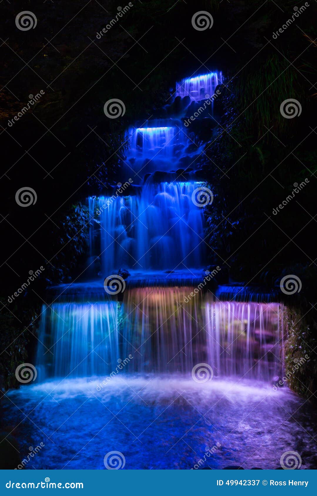Waterfall Night Lights stock image. Image of dark, lights - 49942337