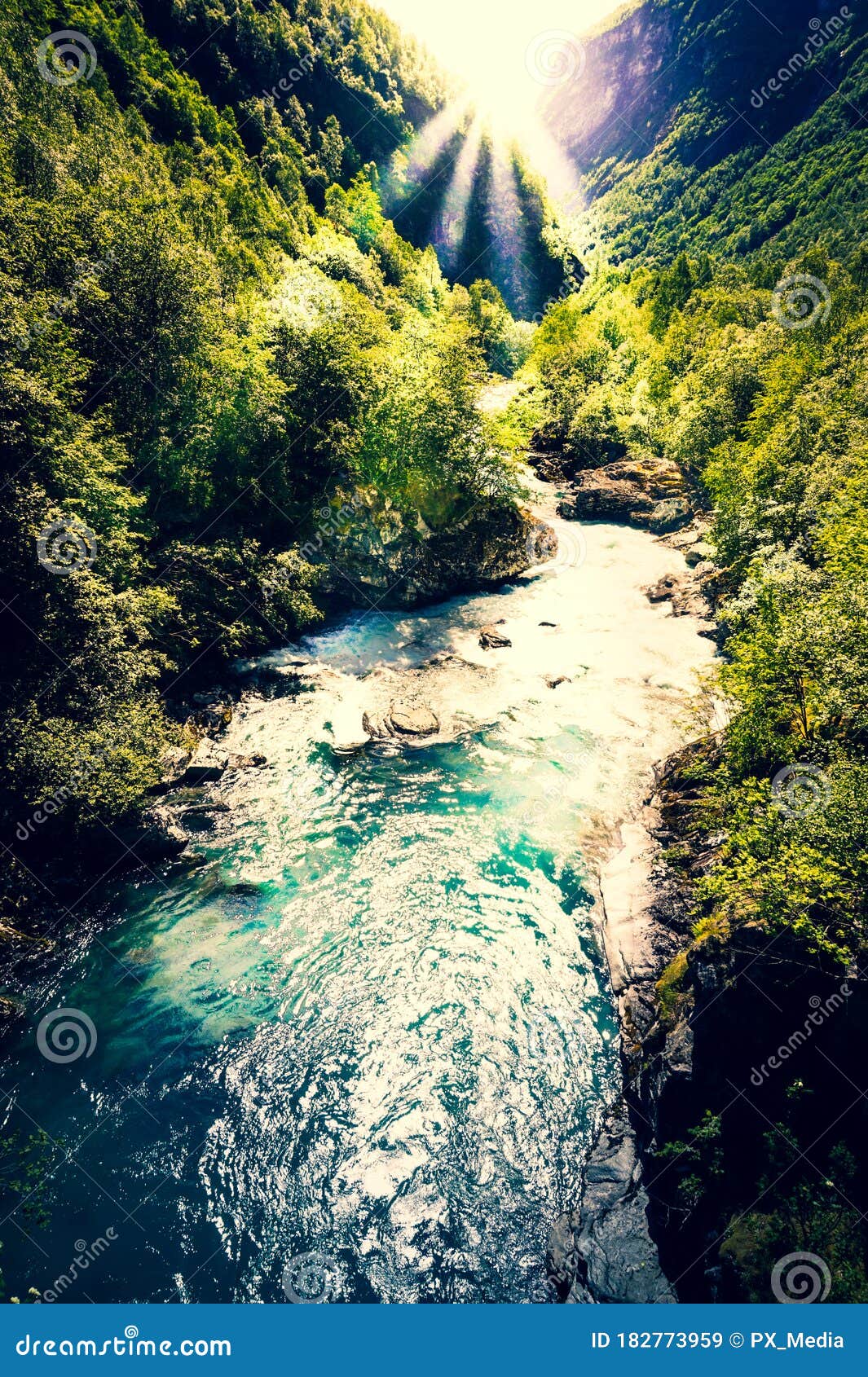 Waterfall in Mountains - Norway, Scandinavia Stock Image - Image of ...