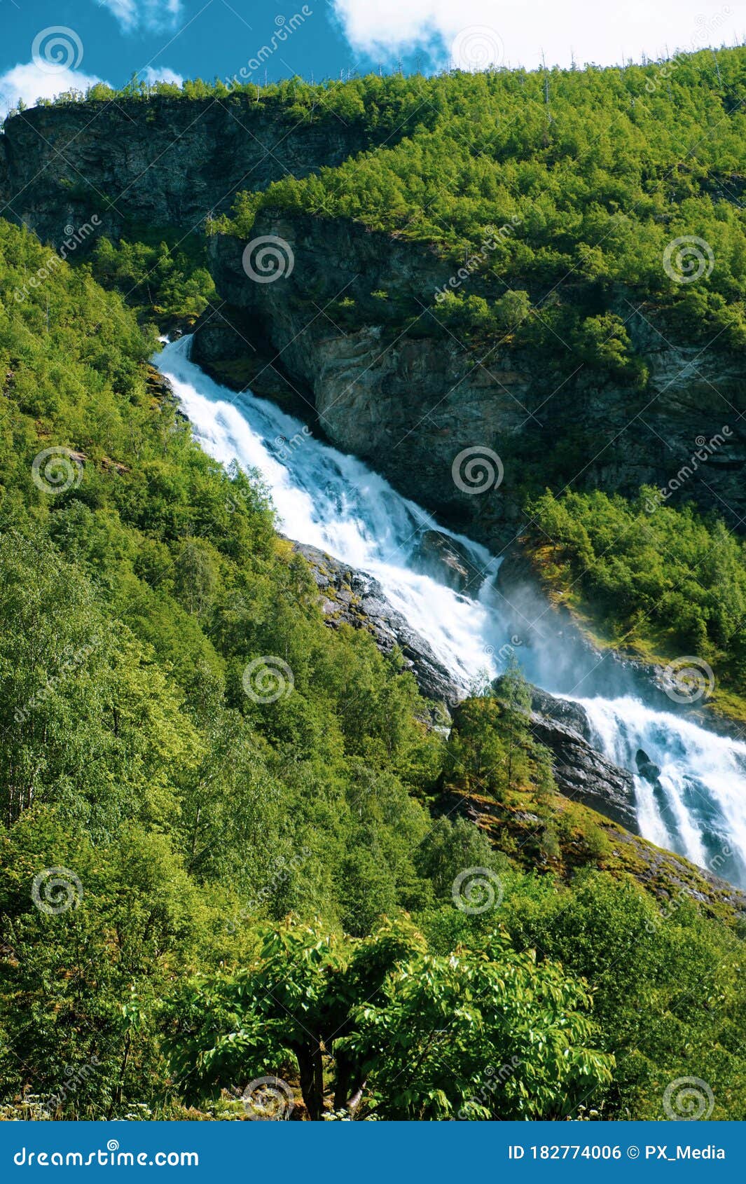 Waterfall in Mountains - Norway, Scandinavia Stock Photo - Image of ...