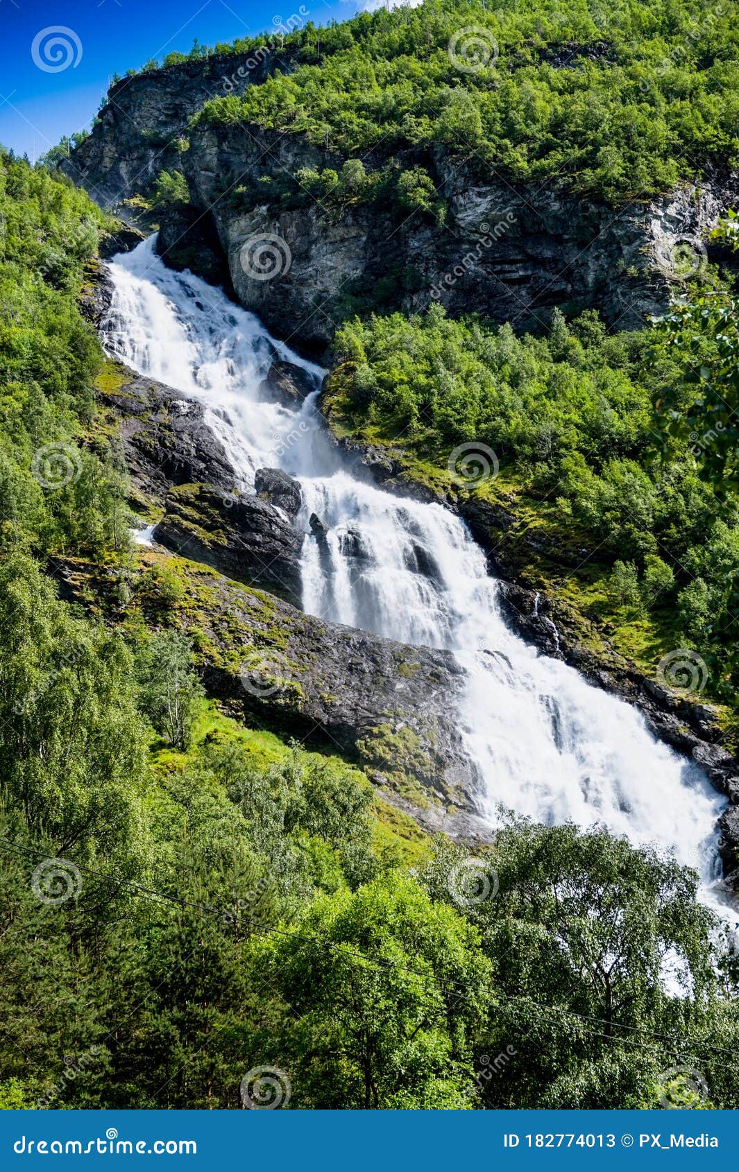 Waterfall in Mountains - Norway, Scandinavia Stock Image - Image of ...