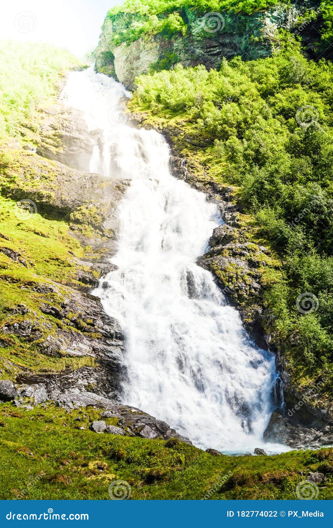Waterfall in Mountains - Norway, Scandinavia Stock Photo - Image of ...
