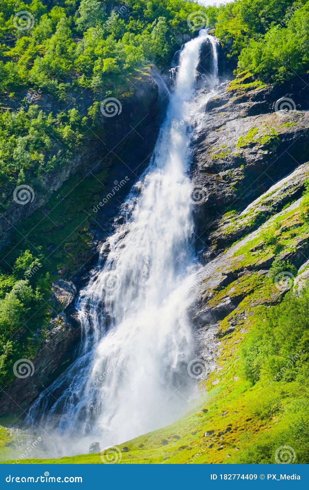 Waterfall in Mountains - Norway, Scandinavia Stock Image - Image of ...