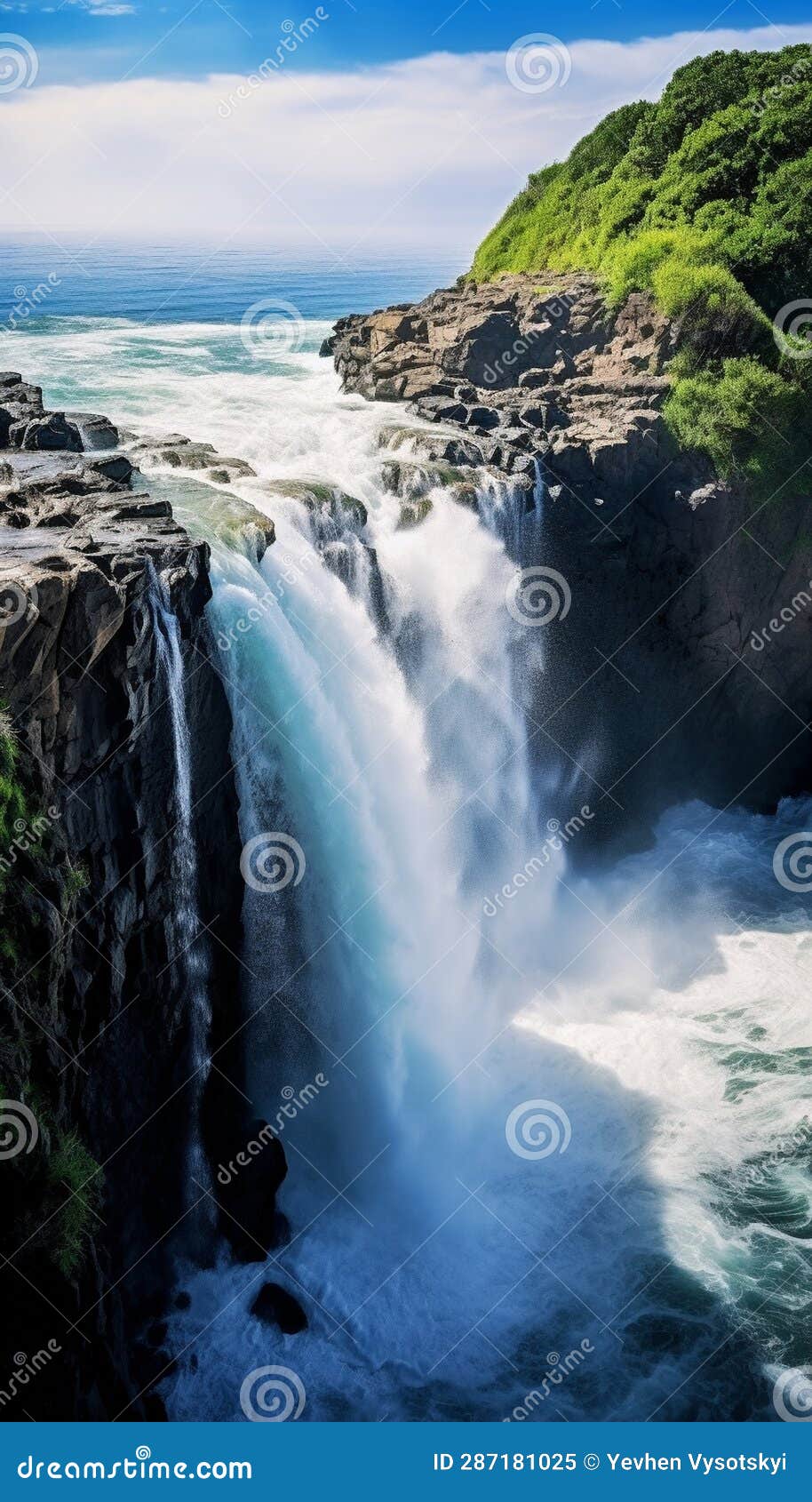 The Waterfall at the Ocean the Image of a Magnificent _008 Stock ...