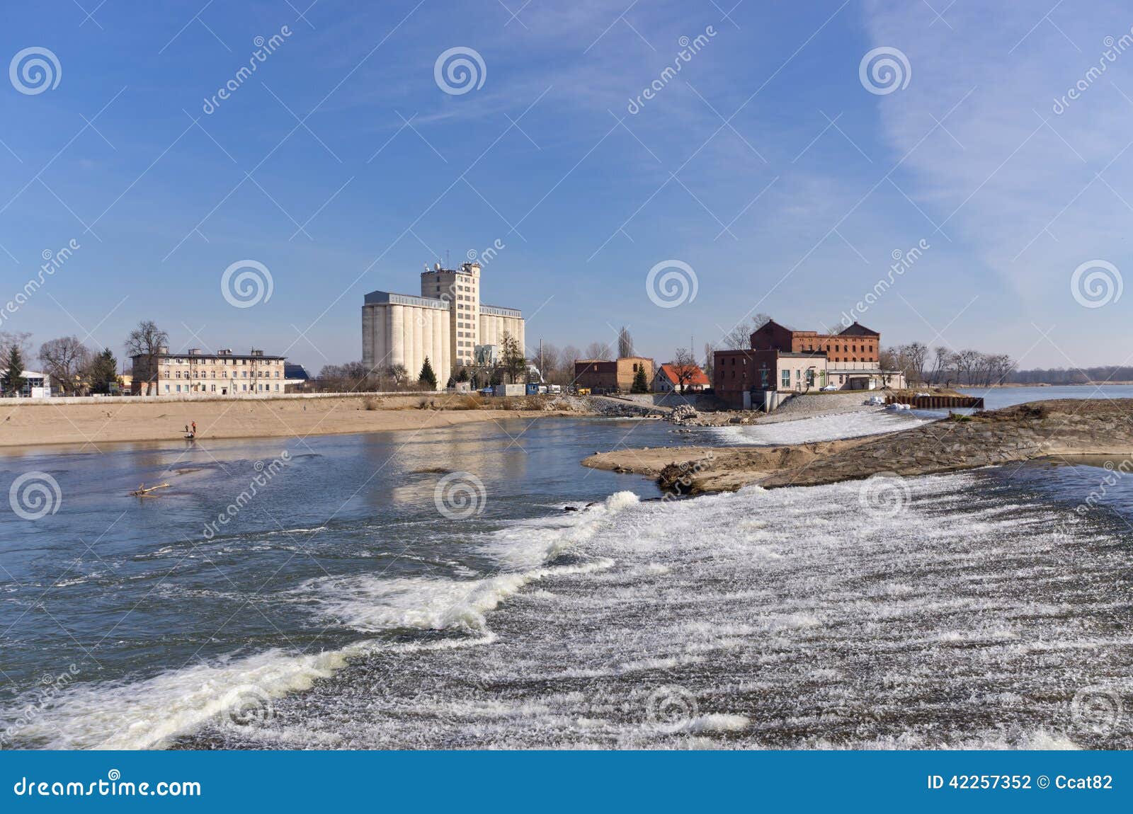 Waterfall on Odra River in Brzeg, Poland Stock Photo - Image of poland ...