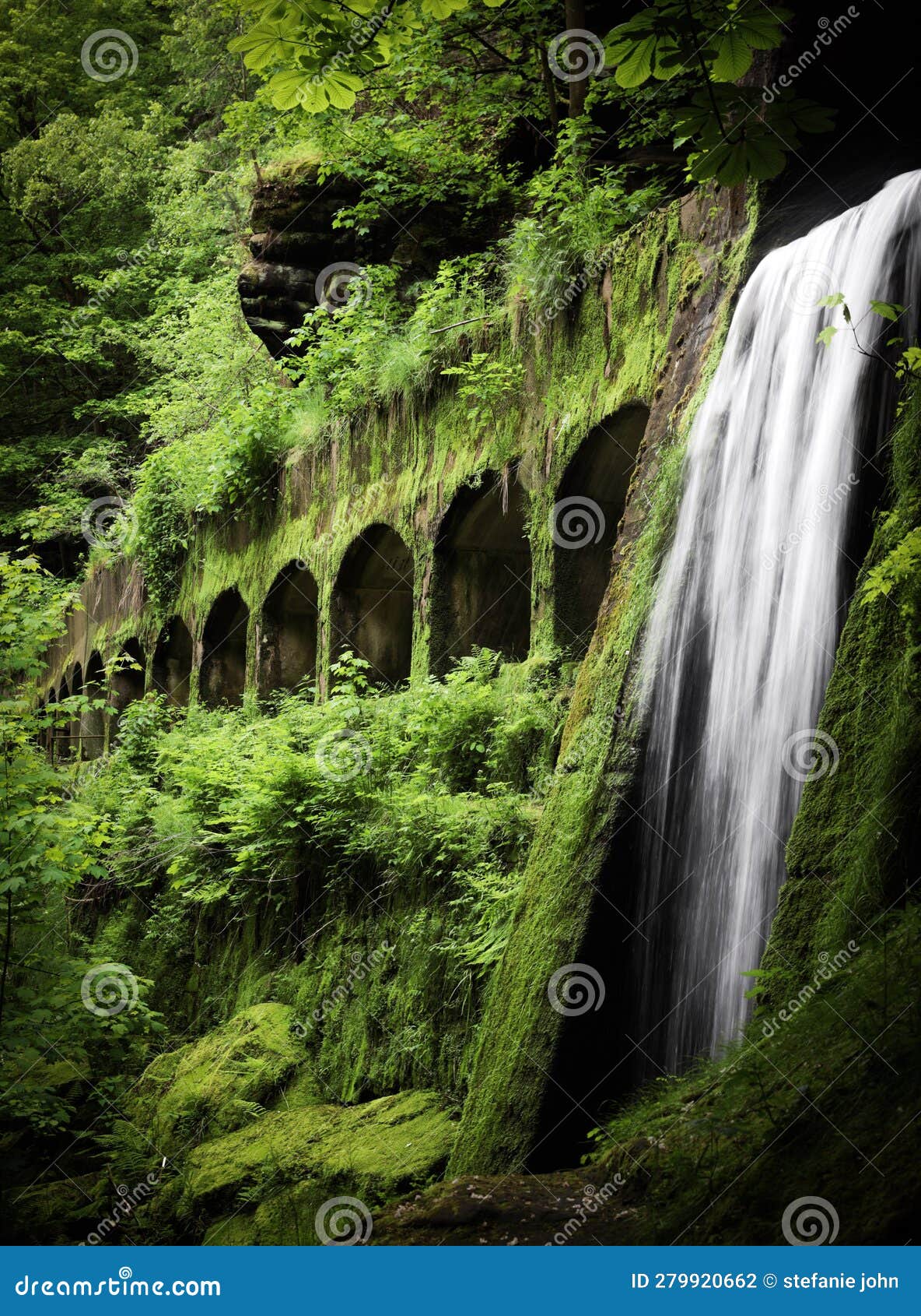 Waterfall from an Old Aquaduct Stock Photo - Image of waterfall ...