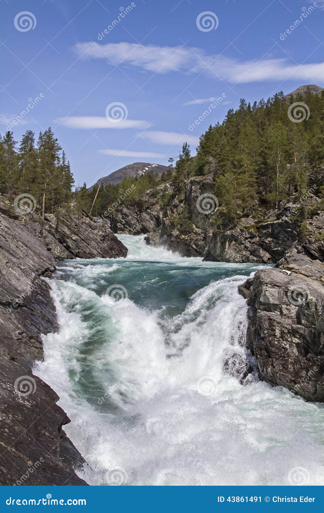Waterfall in Ottadalen stock image. Image of europe, mountains - 43861491