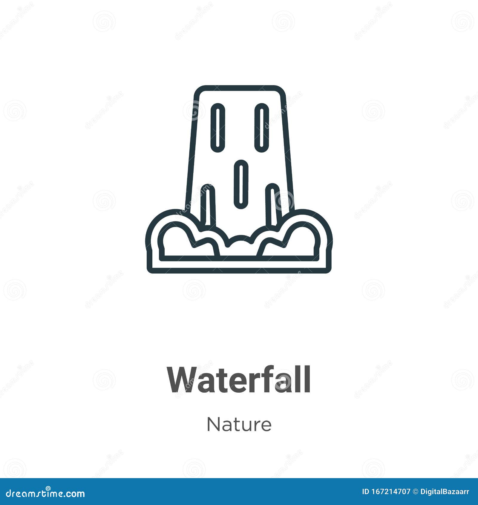 Waterfall Outline Vector Icon. Thin Line Black Waterfall Icon, Flat ...