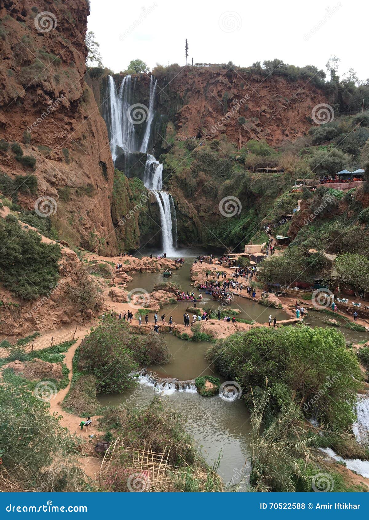 Waterfall stock photo. Image of marrakech, trees, sunny - 70522588