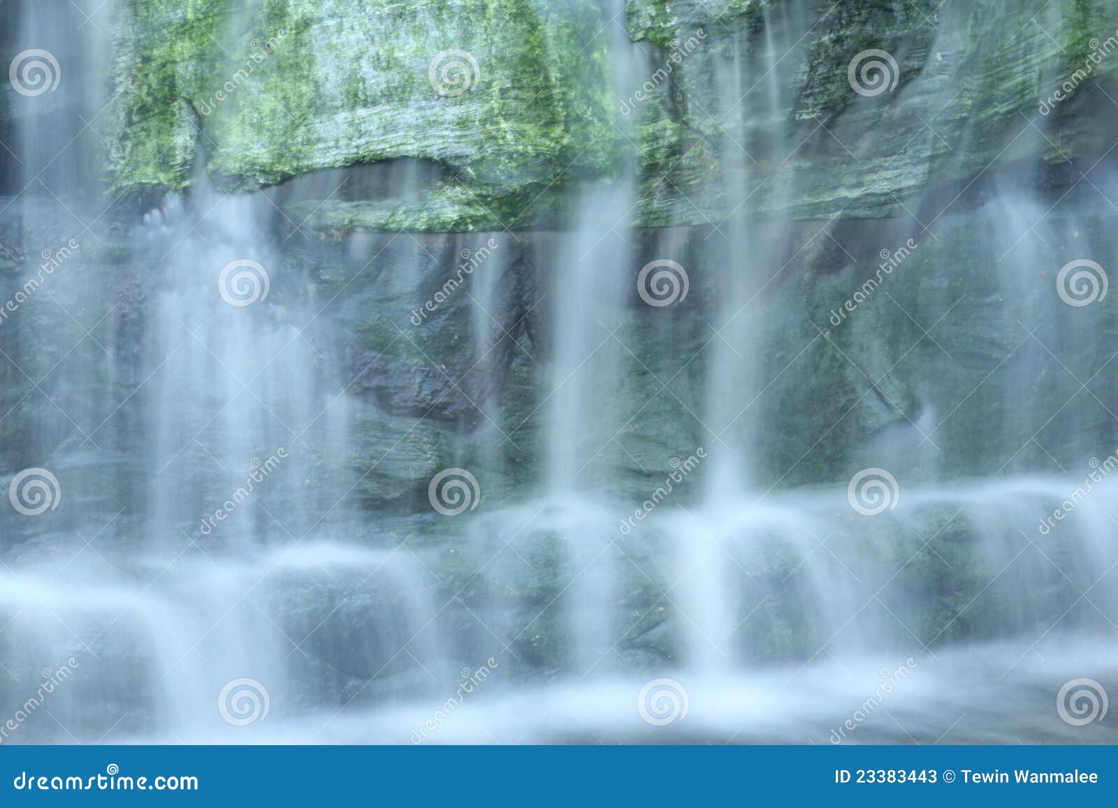 Waterfall Over the Green Rock Stock Image - Image of outdoors, rock ...