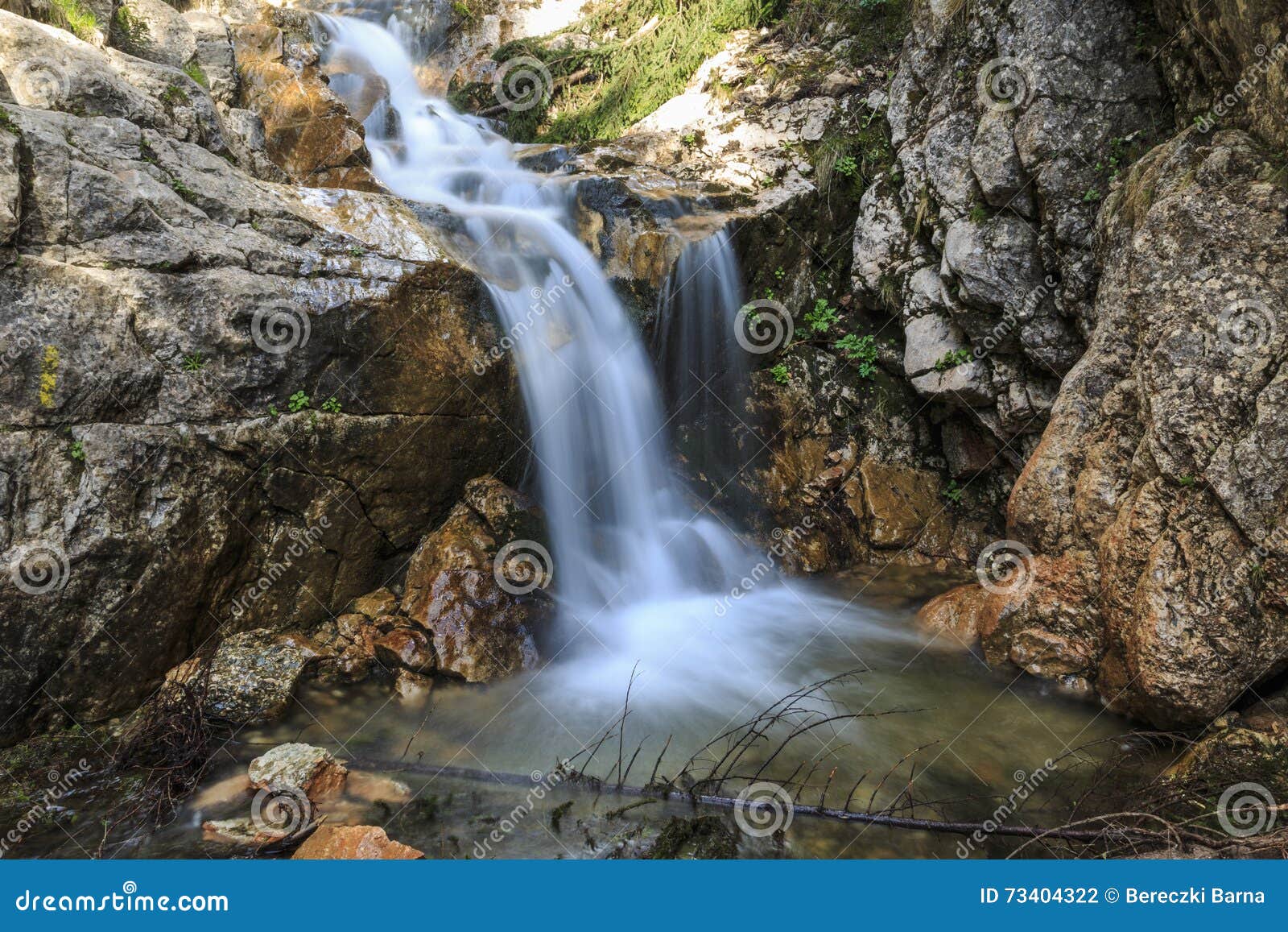 Waterfall Over Limestone Rocks in the Carpathians Stock Photo - Image ...