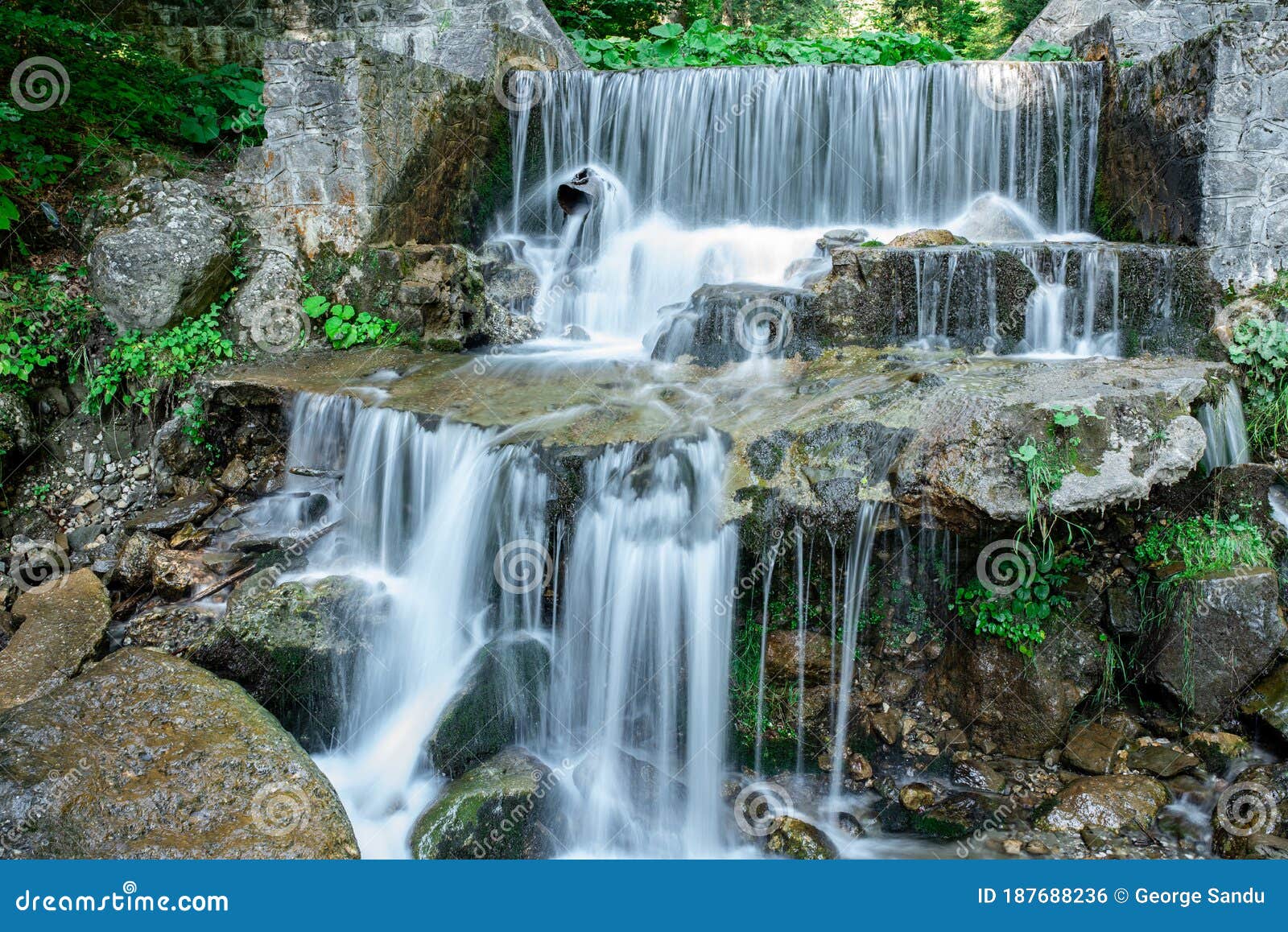 Waterfall Over Rocks Long Exposure Stock Photo - Image of water ...