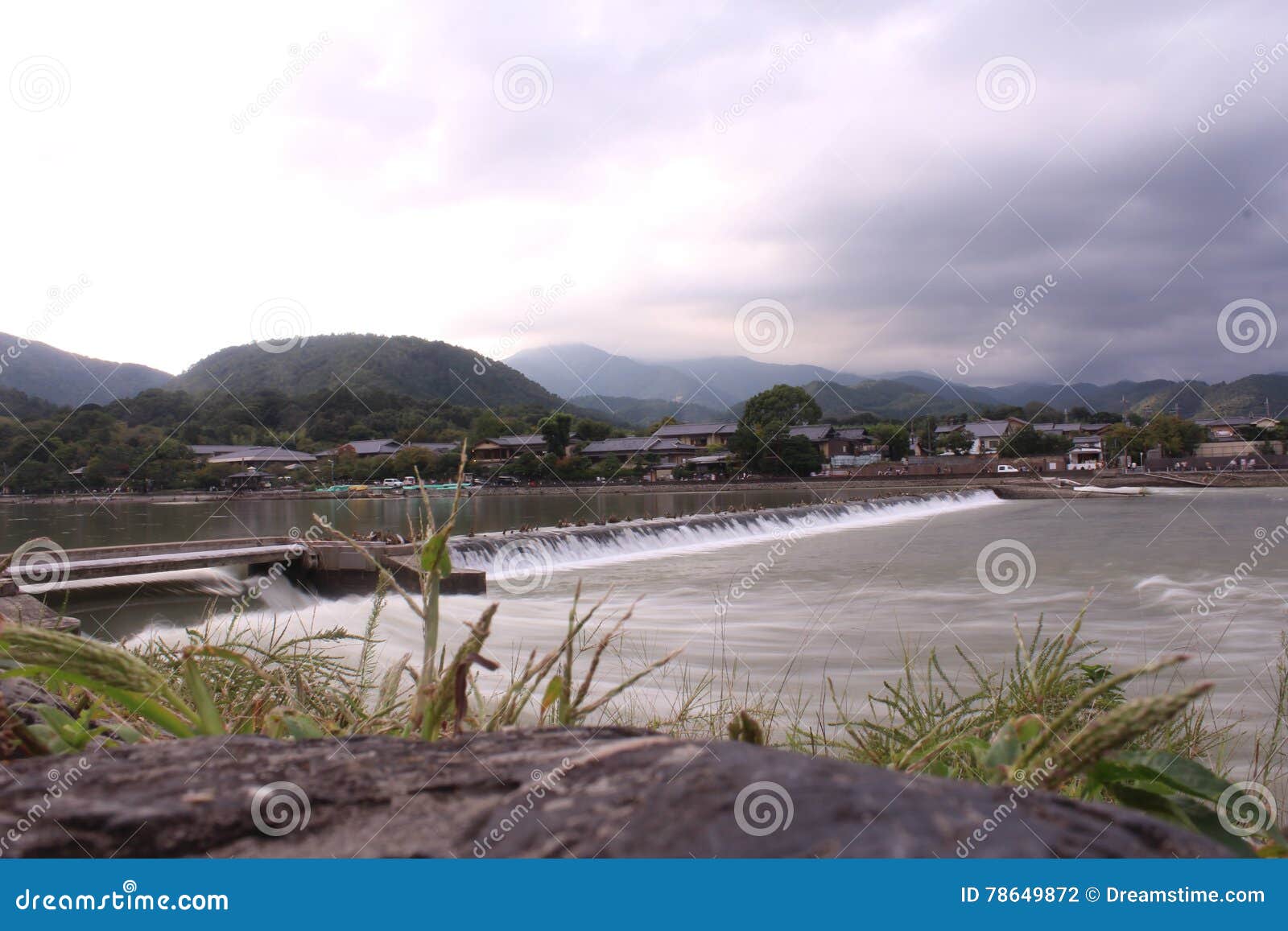 Waterfall on Overcast Day in Rural Japan Stock Photo - Image of rural ...