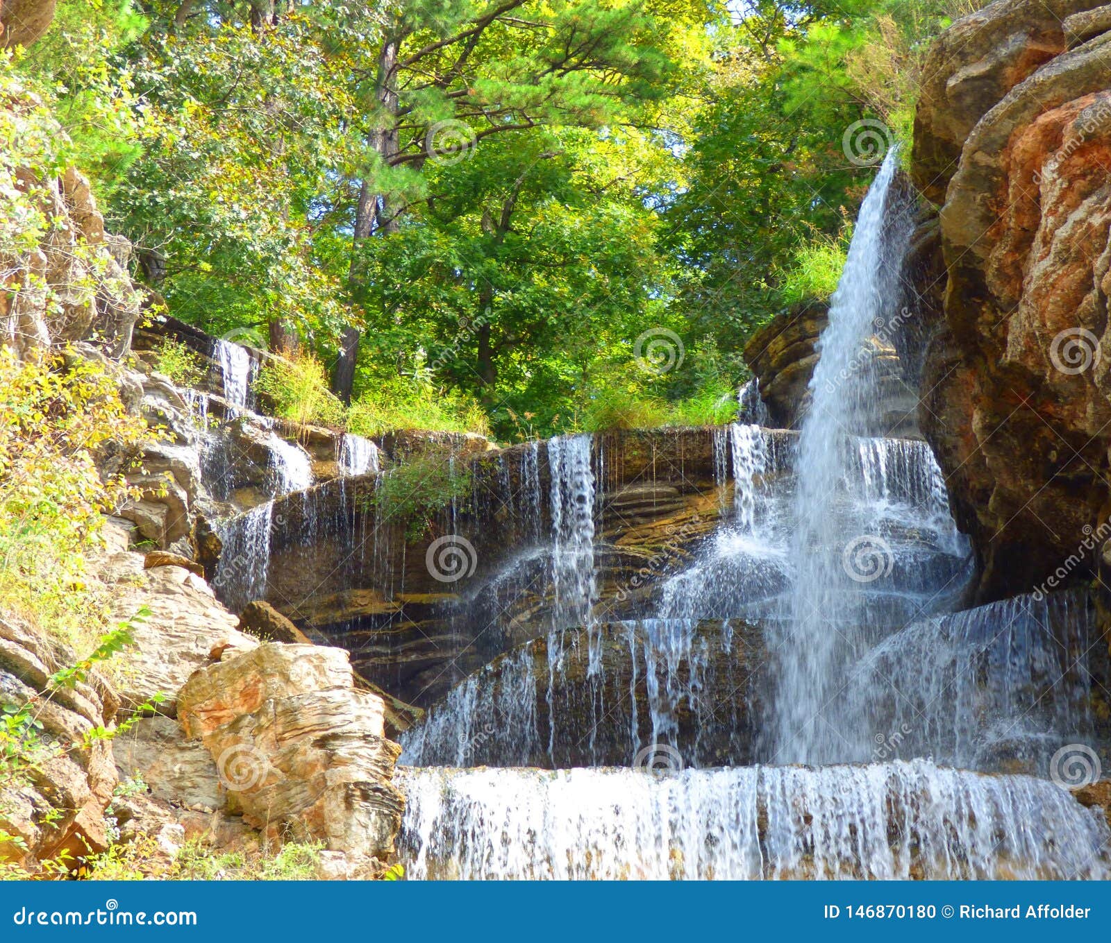 Waterfall in the Ozark Mountains Stock Photo - Image of forest, rock ...