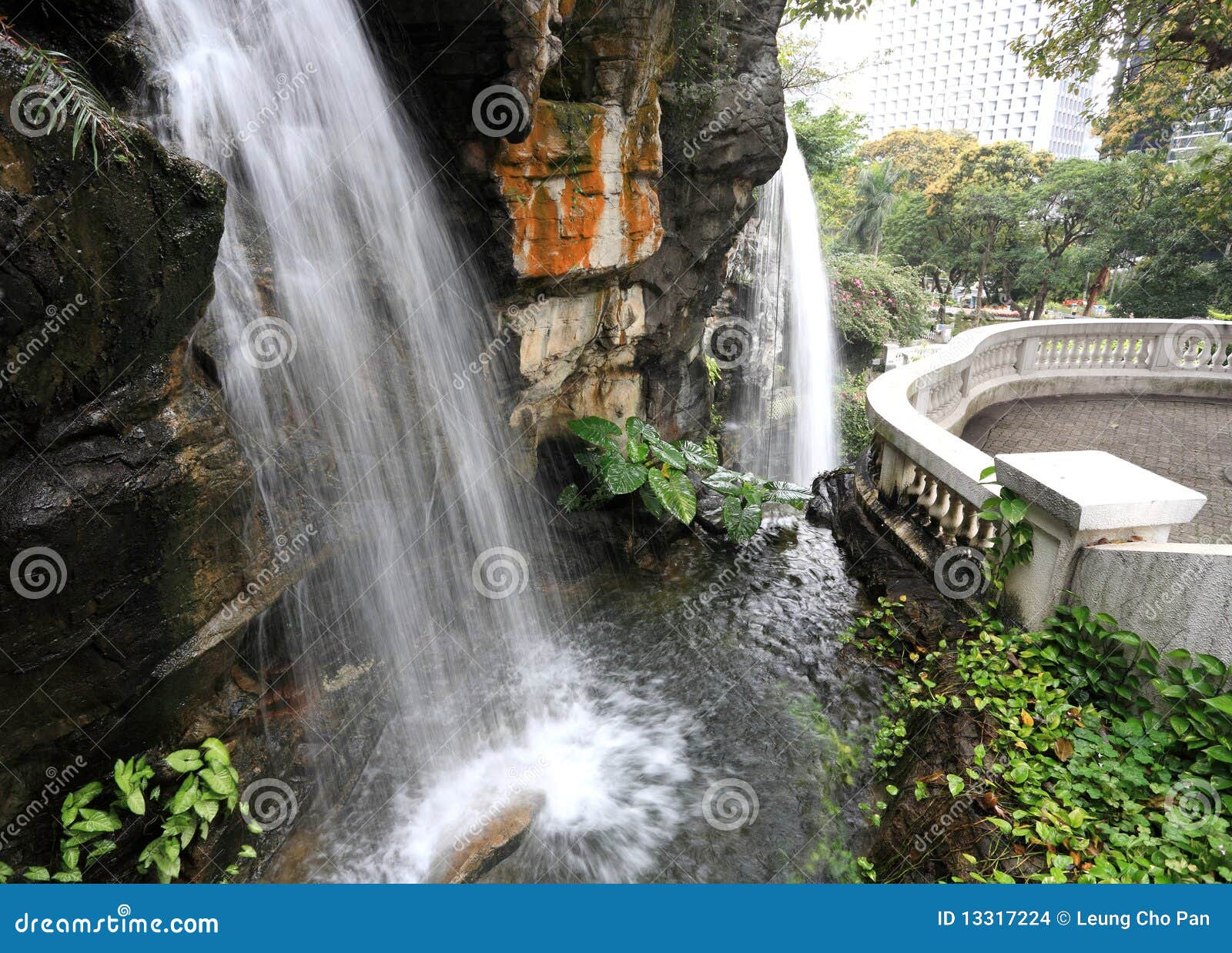 Waterfall in park stock photo. Image of element, background - 13317224