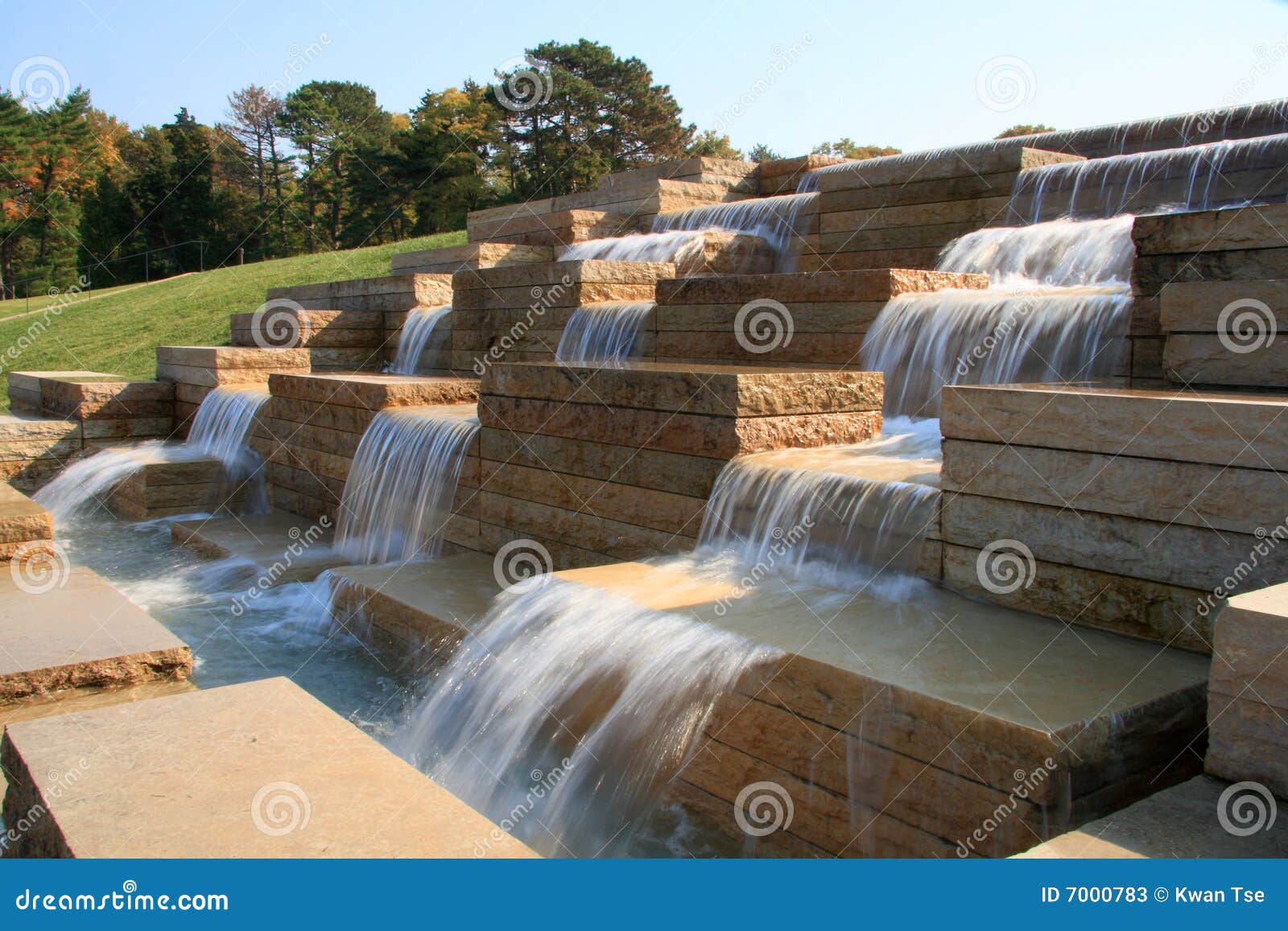 Waterfall at park stock image. Image of closeup, lawn - 7000783