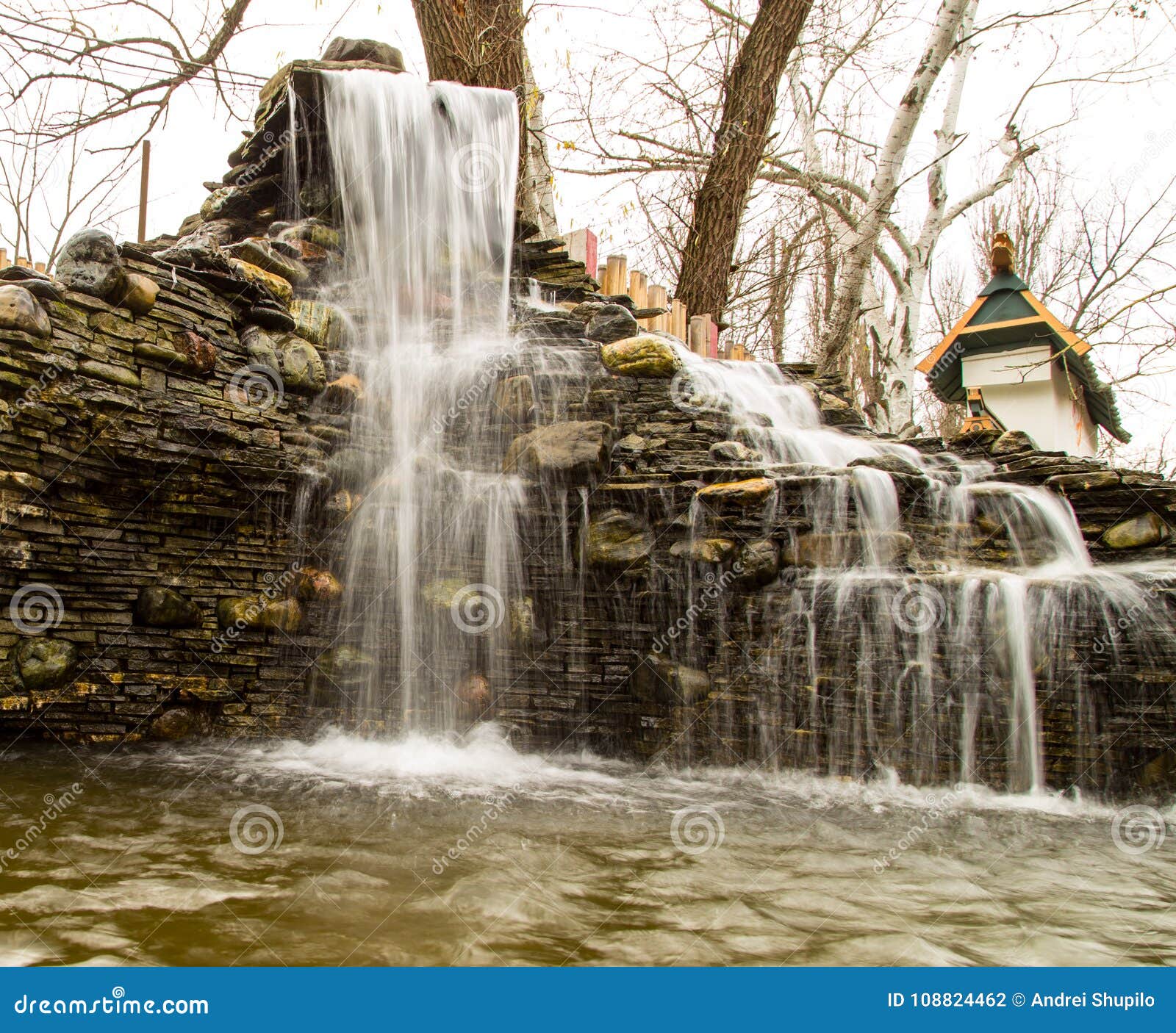 Waterfall in the Park As a Background Stock Photo - Image of flowing ...