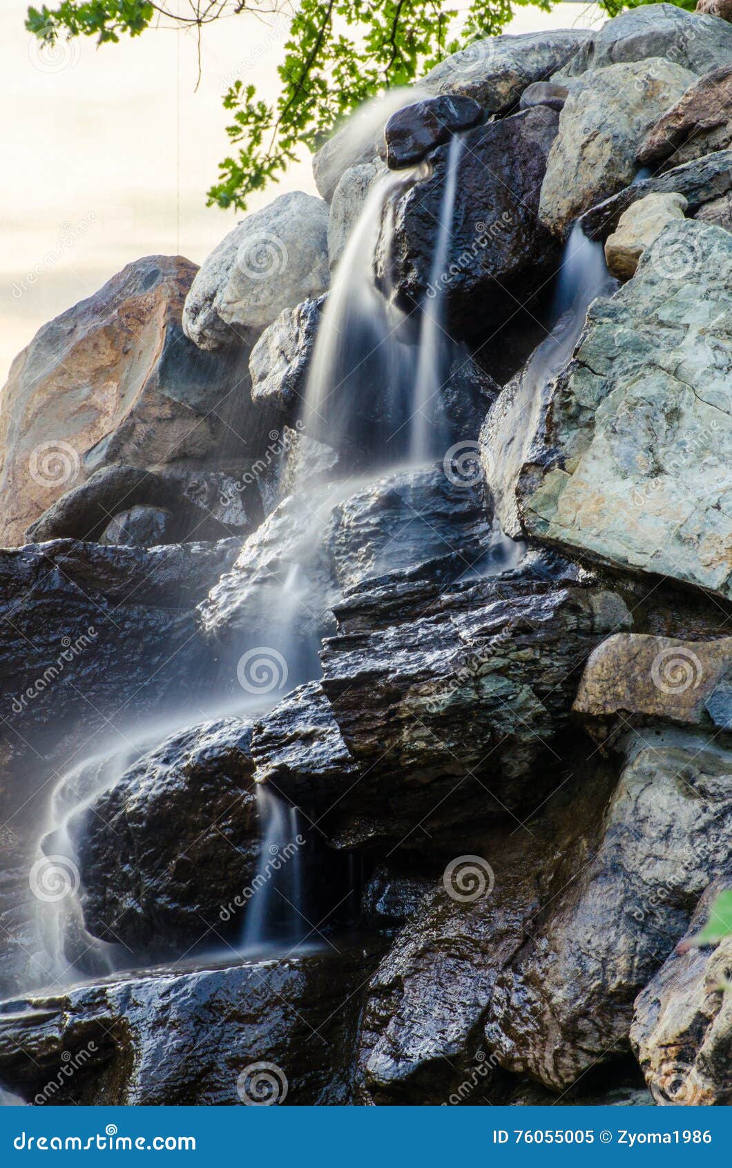 Waterfall in the park stock image. Image of flowing, natural - 76055005