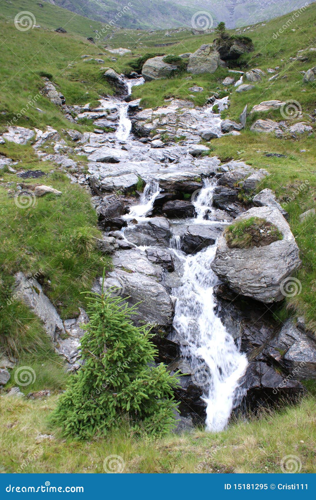 Waterfall and pine stock image. Image of rain, hill, tourists - 15181295