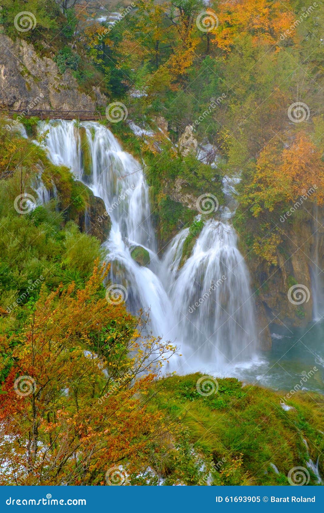 Waterfall the Plitvice Lakes in Autumn Stock Image - Image of ...