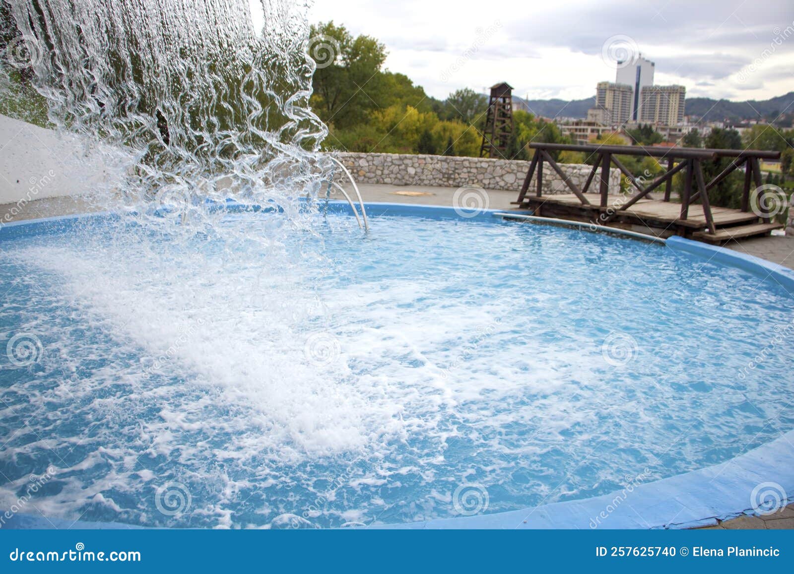 Waterfall into pool stock photo. Image of pool, bubbles - 257625740