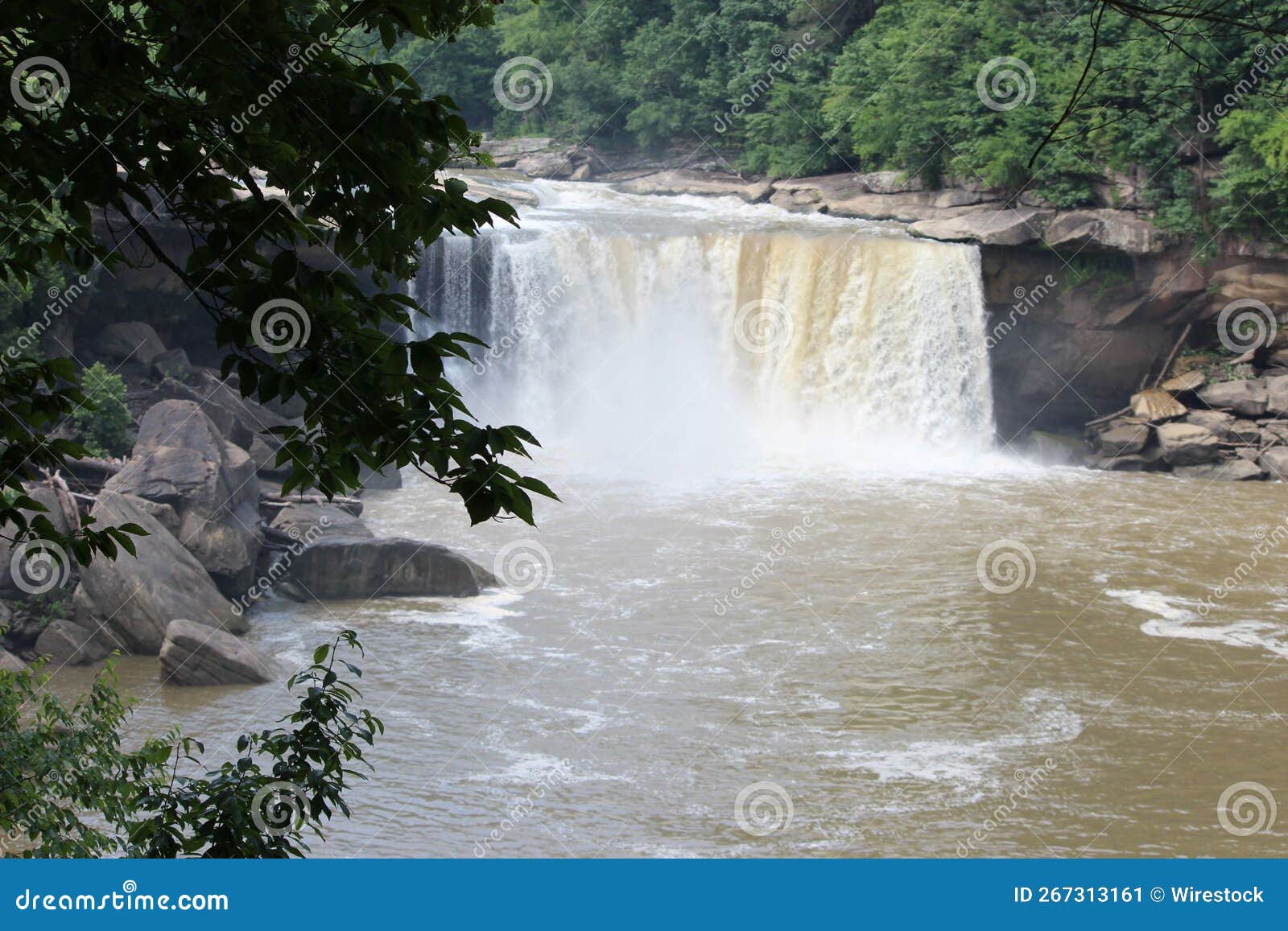 Waterfall Pouring Over Rocks Stock Image - Image of wallpaper, woods ...