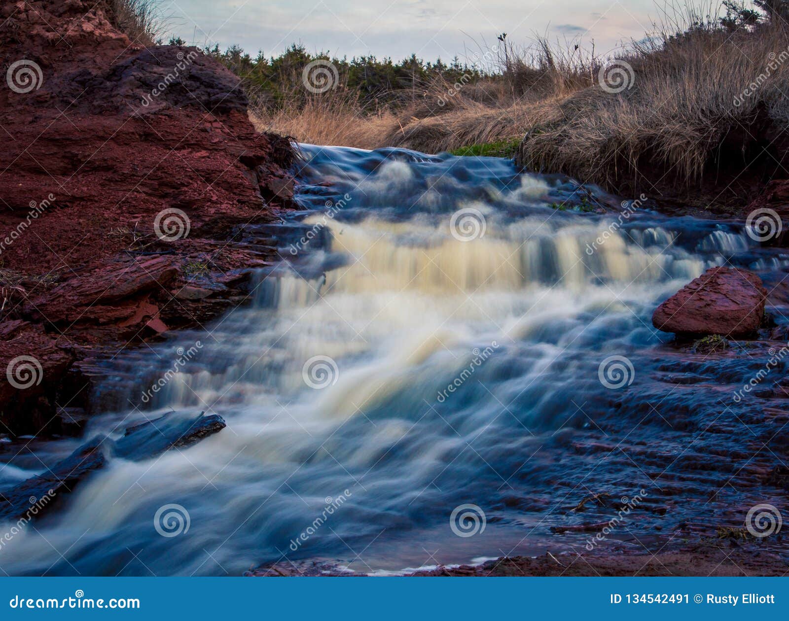 Waterfall in Prince Edward Island Stock Image - Image of sandstone ...