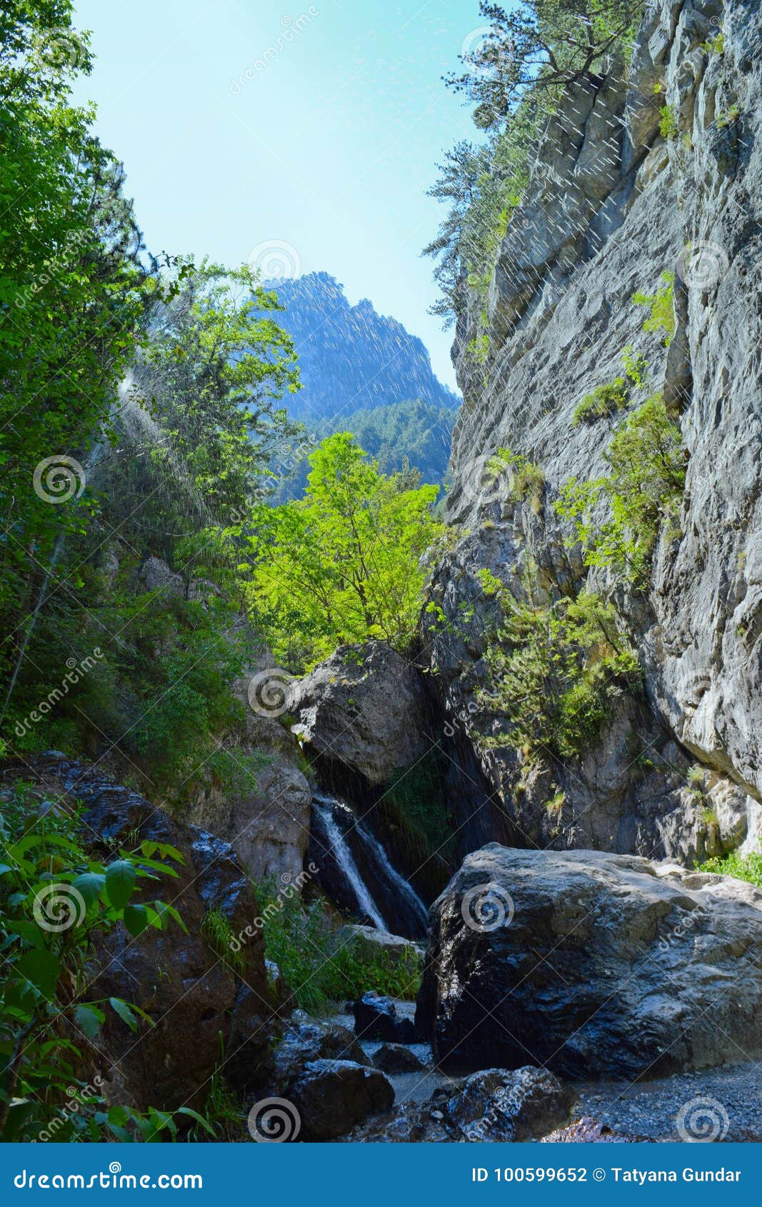 Waterfall in Prionia. stock photo. Image of attractions - 100599652